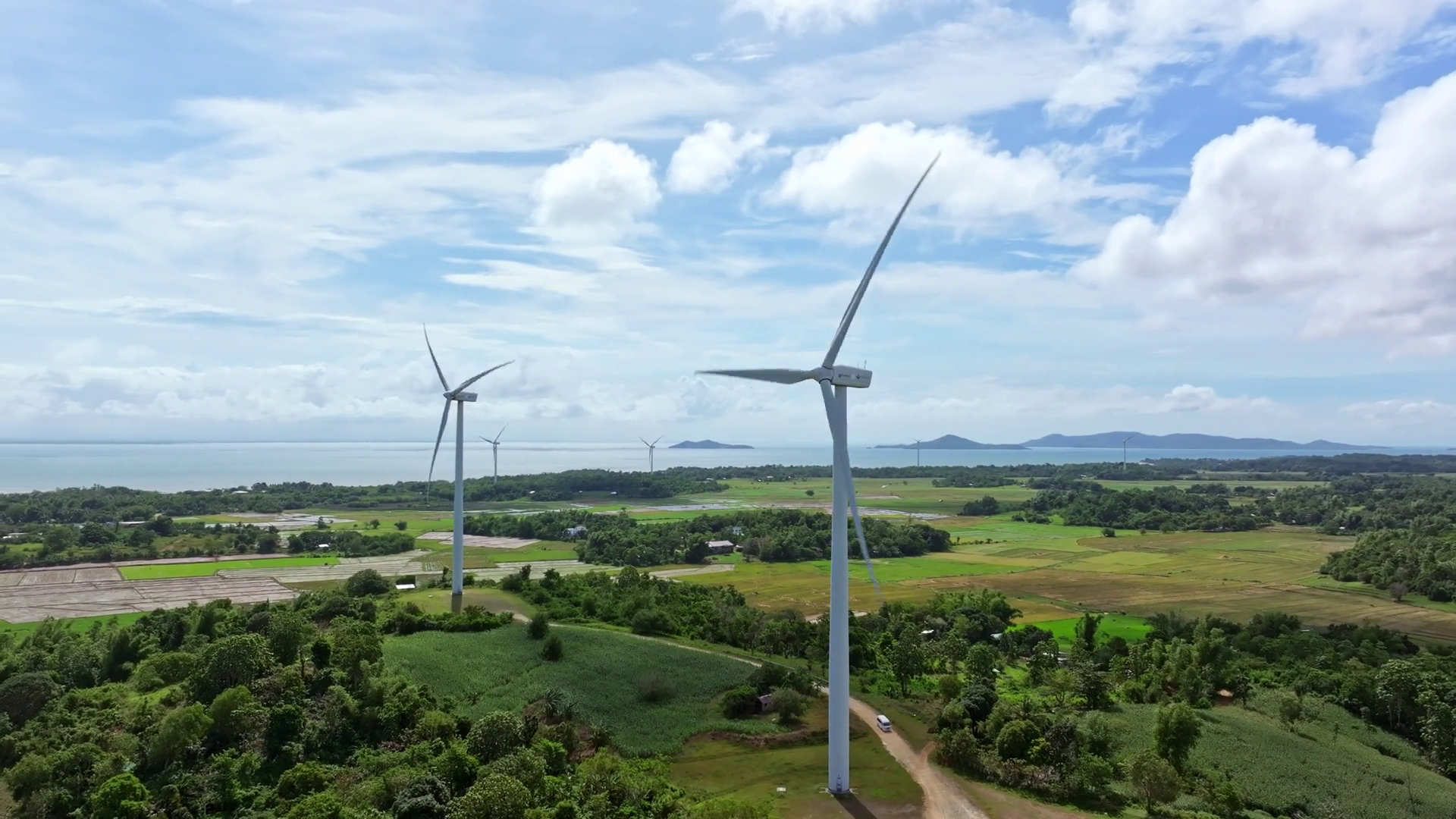 Aerial View Of Wind Turbines In Guimaras Stock Footage SBV-352728331 ...