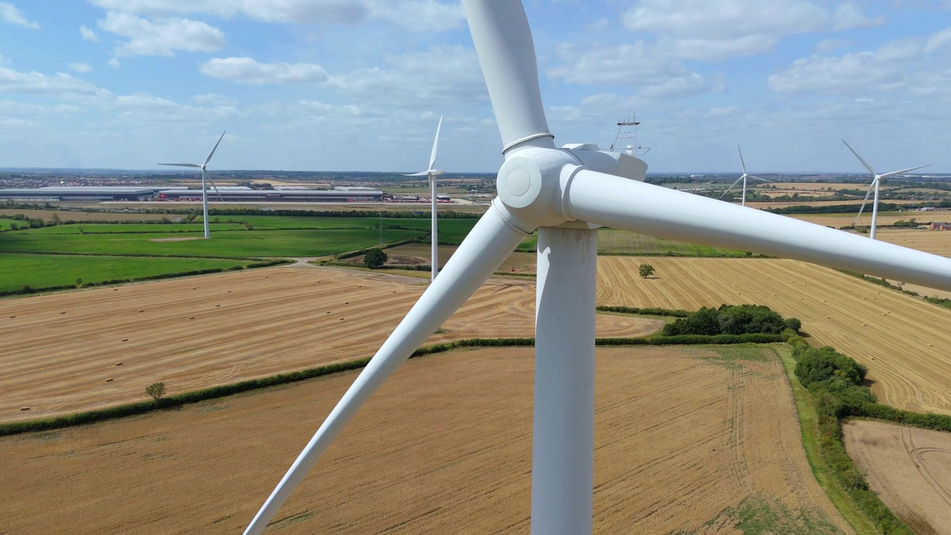 Aerial View Of Wind Turbines In Lutterworth Stock Footage SBV-352732938 ...