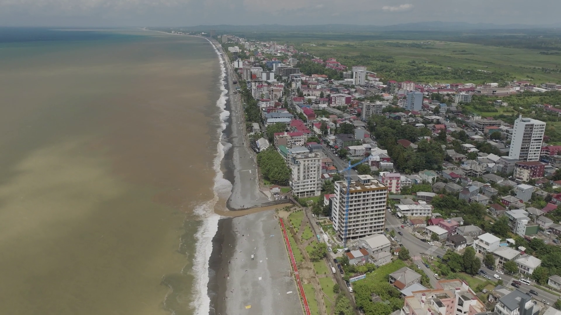 Aerial View Of Kobuleti Coastline Sea Meets Stock Footage SBV-352736457 ...