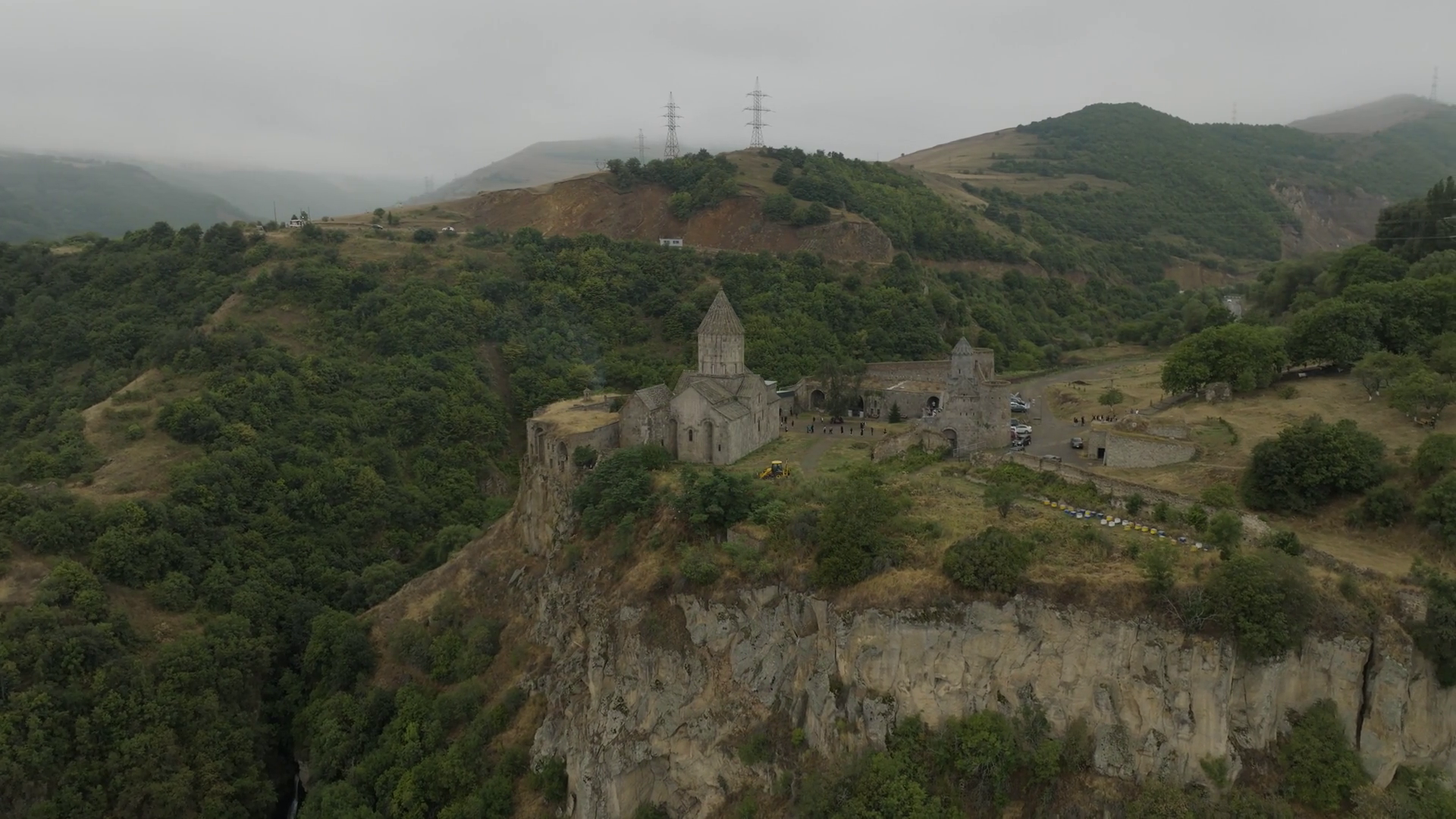 Aerial View Of Tatev Monastery Perched Atop Stock Footage SBV-352737176 ...