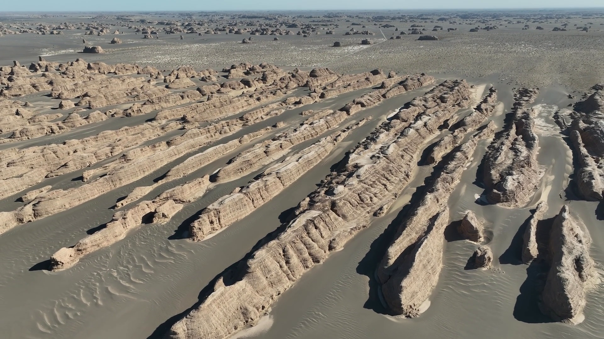 Aerial View Of Undulating Yardang Landforms Stock Footage SBV-352946186 ...