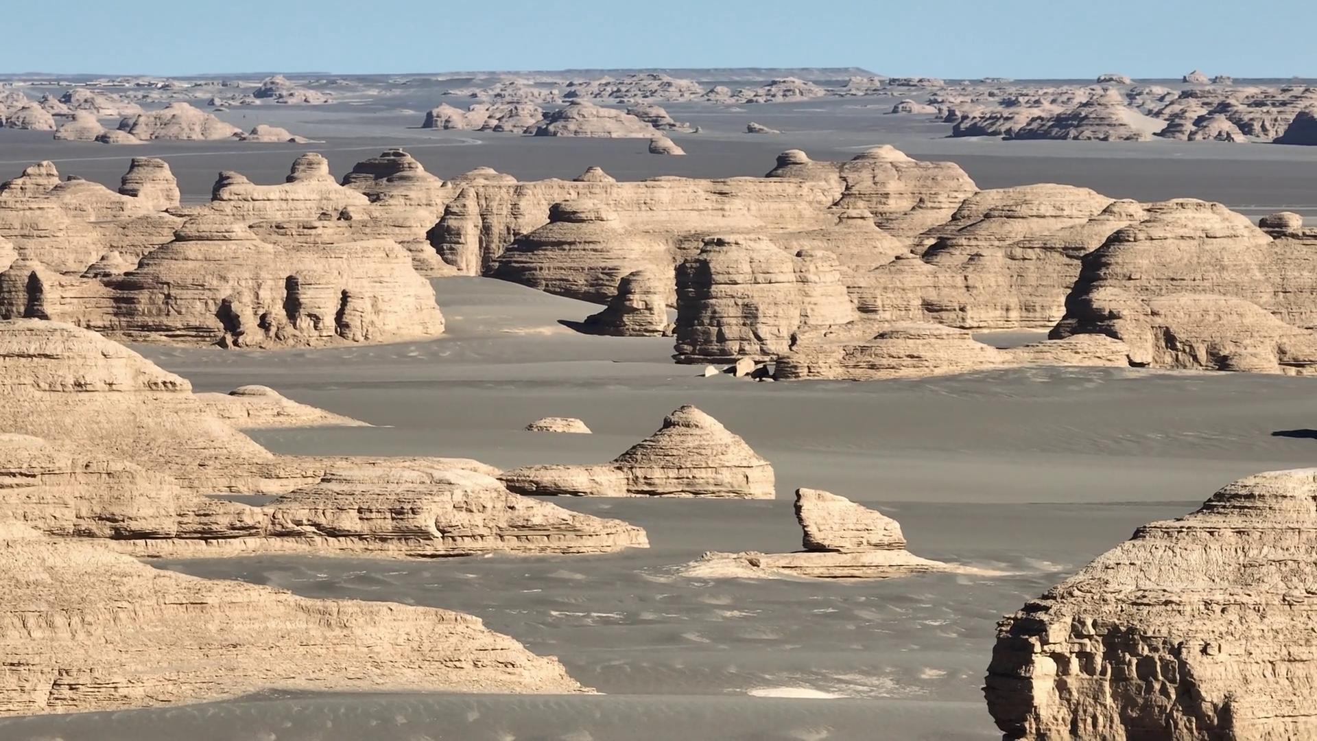 Aerial View Of Yardang Landforms Contrasting Stock Footage SBV ...