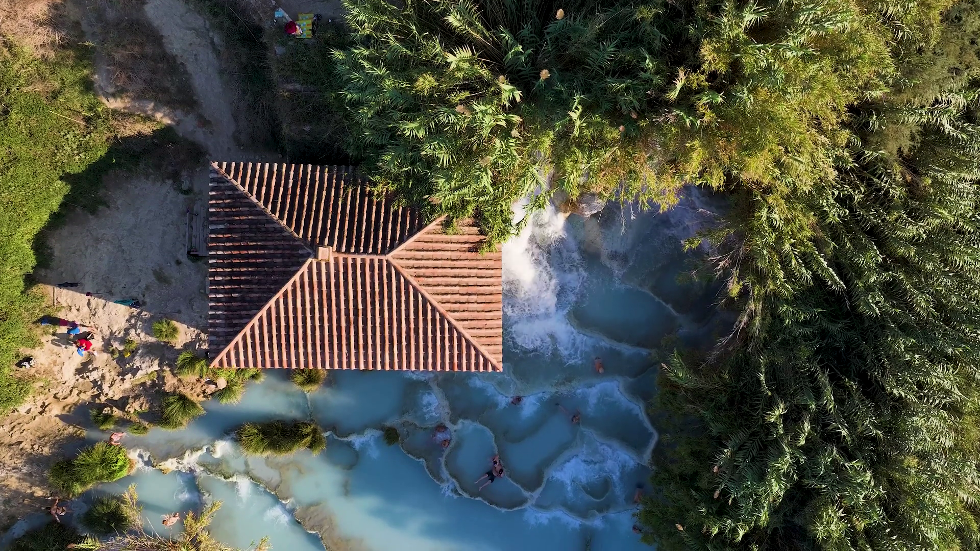 Aerial View Of Saturnia's Hot Springs Stock Footage SBV-352888944 ...