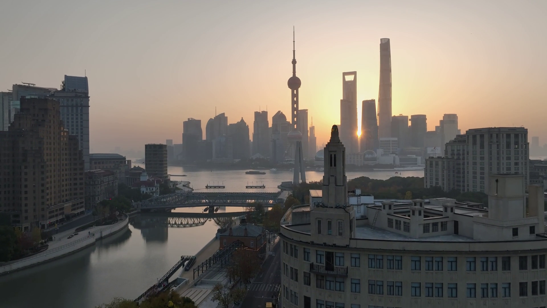 Aerial View Of Hazy Shanghai Skyline Stock Footage SBV-352946520 ...