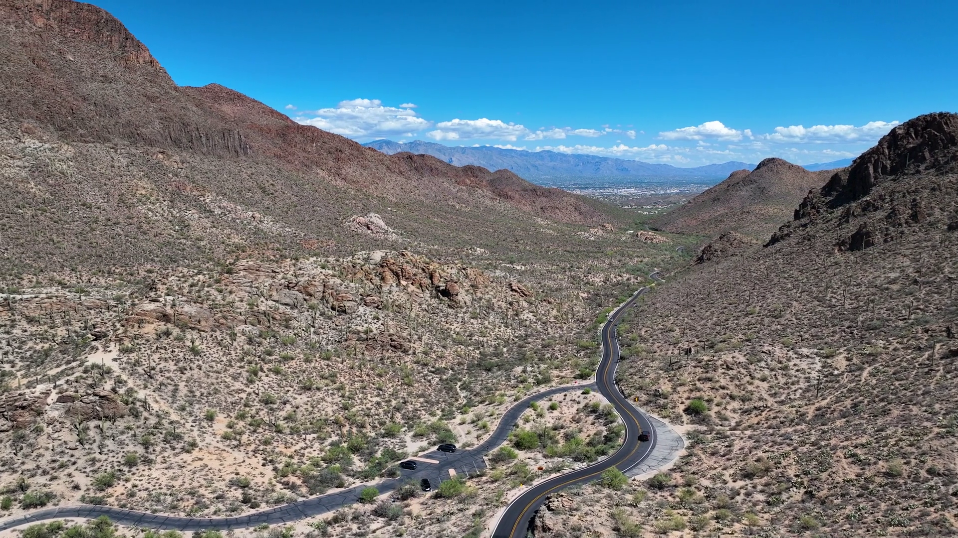 Aerial View Of Gates Pass Road Winding Stock Footage SBV-353007675 ...