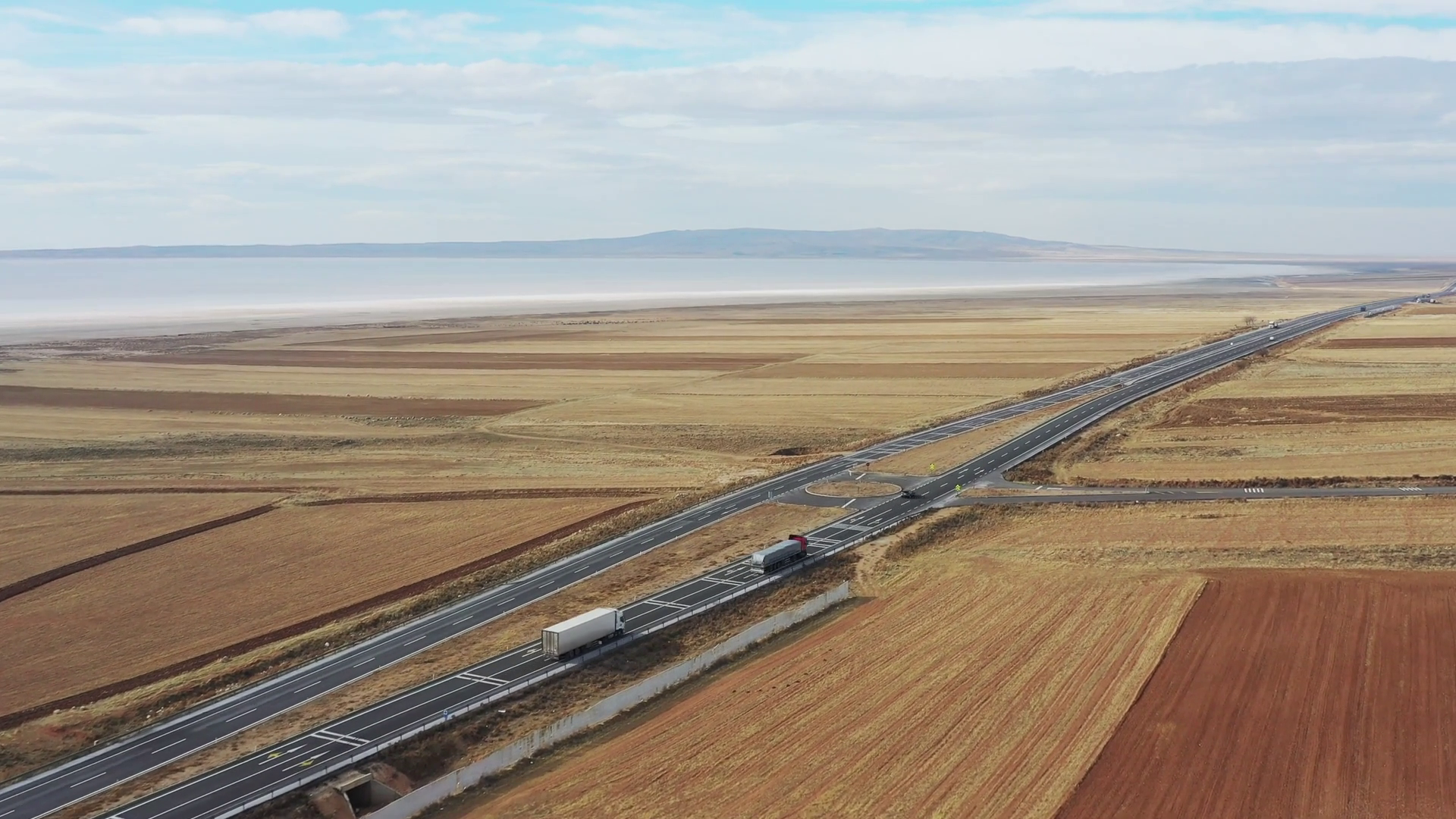 Aerial View Of Long Highway Cutting Through Stock Footage SBV-353208570 ...