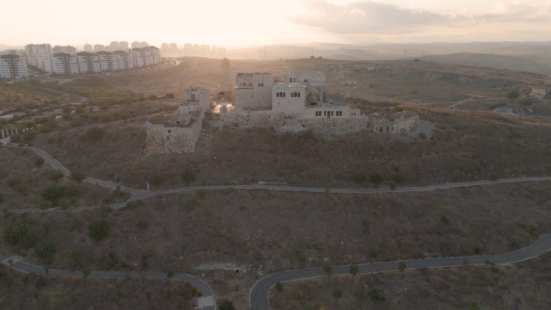 Aerial View Of Ancient Stone Ruins Of Migdal Stock Footage SBV ...