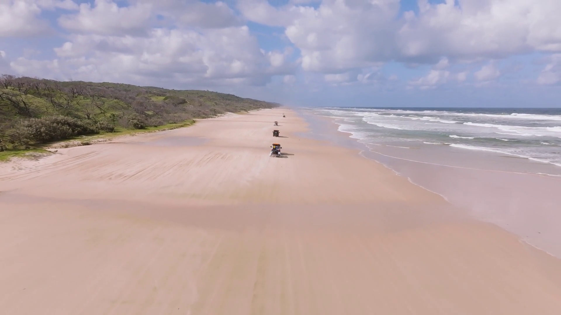 Aerial View Of Jeep On Sandy Beach With Stock Footage SBV-351718710 ...