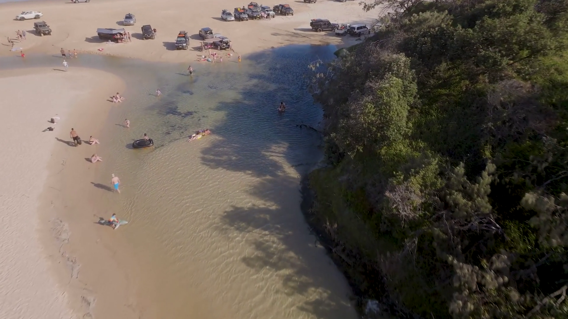 Aerial View Of Jeep Driving On Sandy Beach Stock Footage SBV-351718737 ...