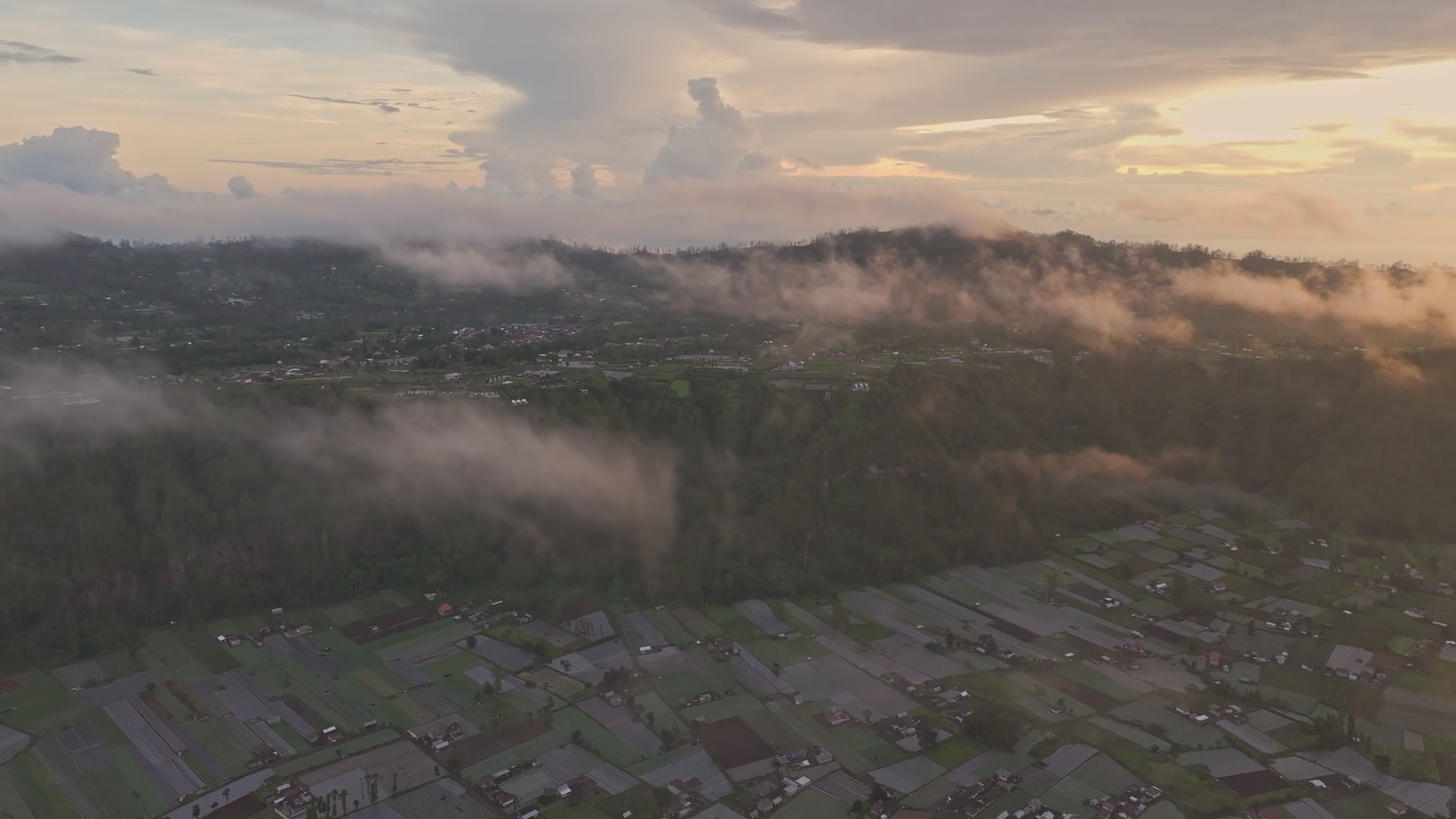 Aerial View Of Batur Volcano Farmland Lake Stock Footage SBV-349040691 ...