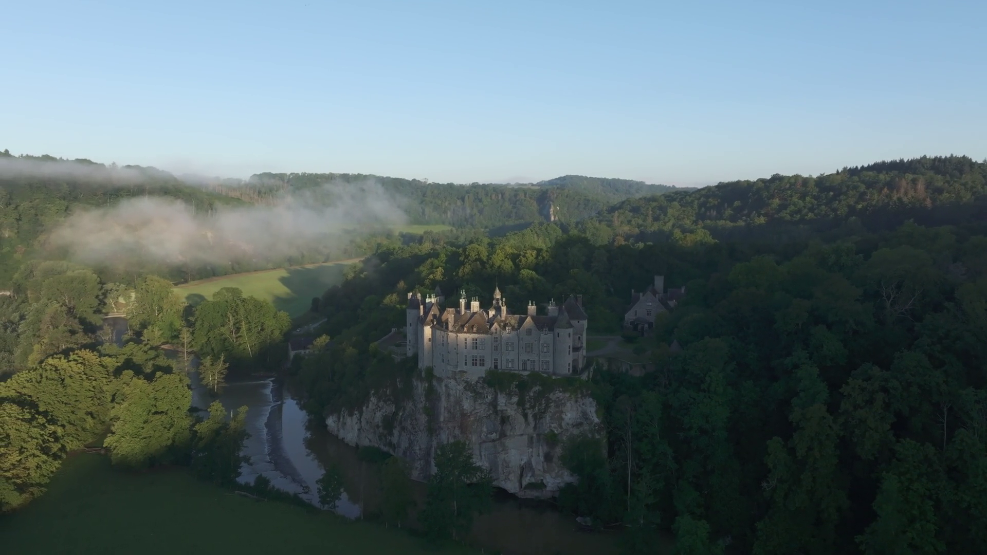 Aerial View Of Medieval Castle In Walzin Stock Footage SBV-349231239 ...