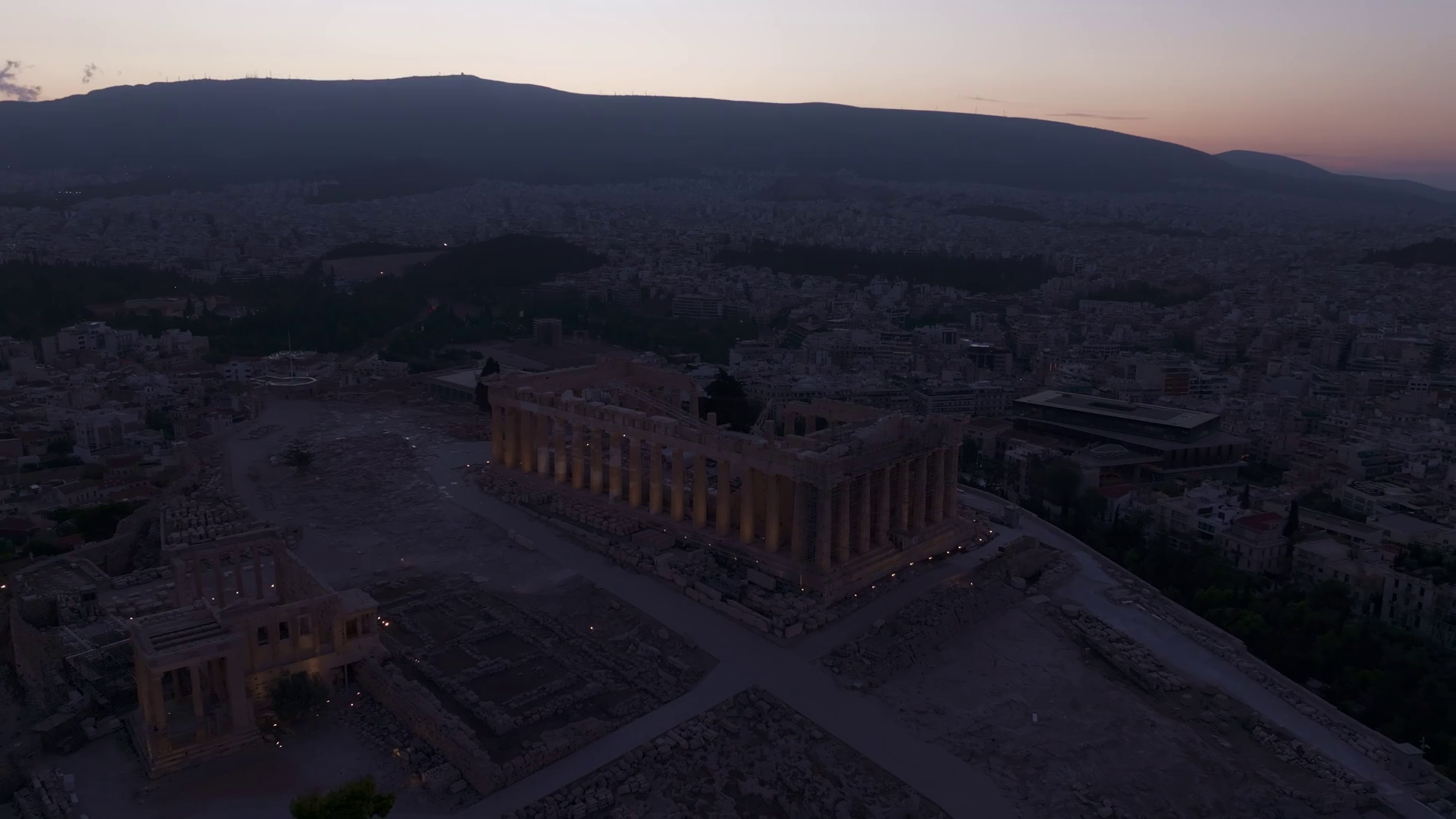 Aerial View Of Acropolis At Sunrise With Stock Footage SBV-351724220 ...