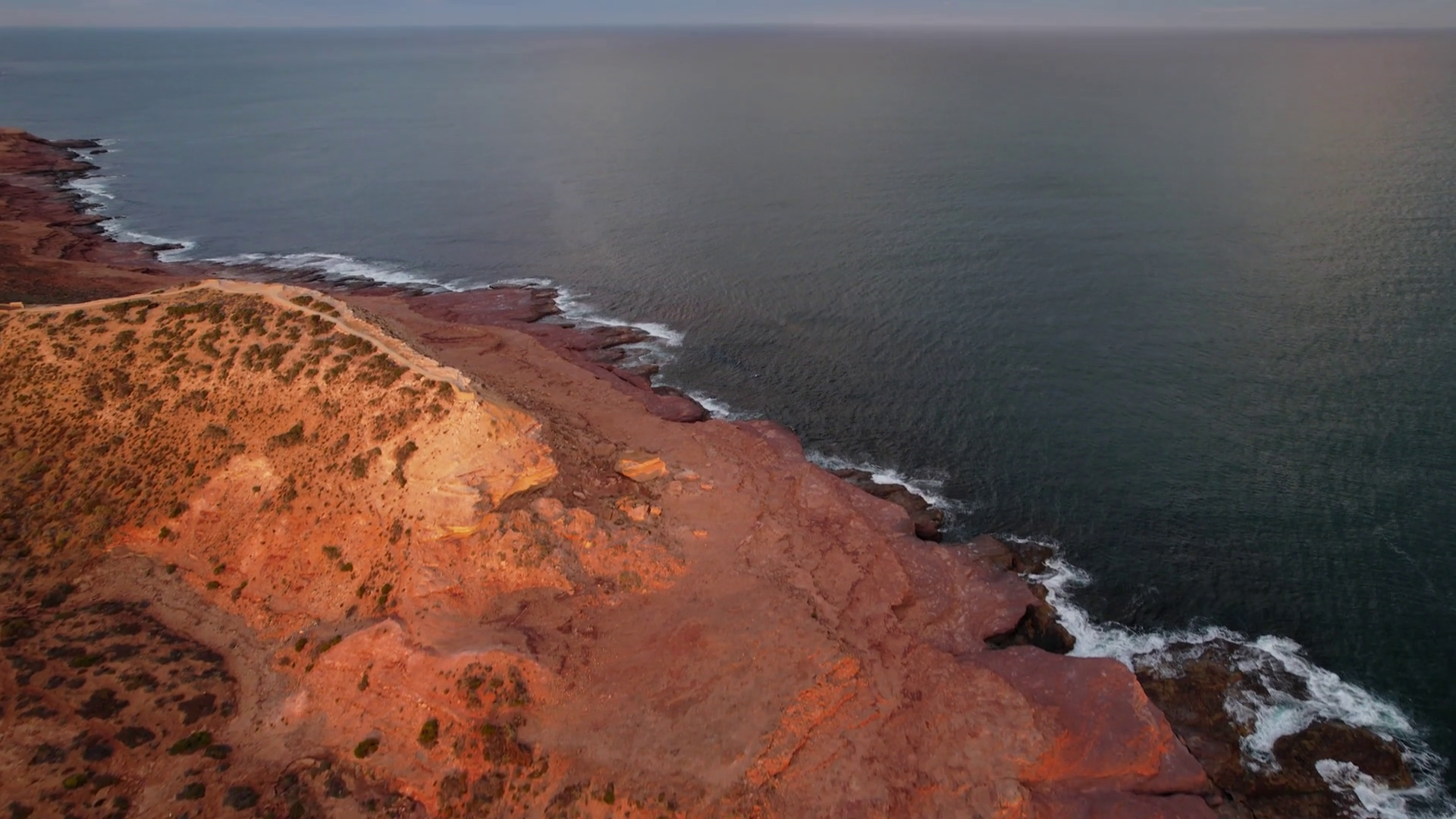 Aerial View Of Red Bluff Beach Cliffs Rugged Stock Footage SBV ...