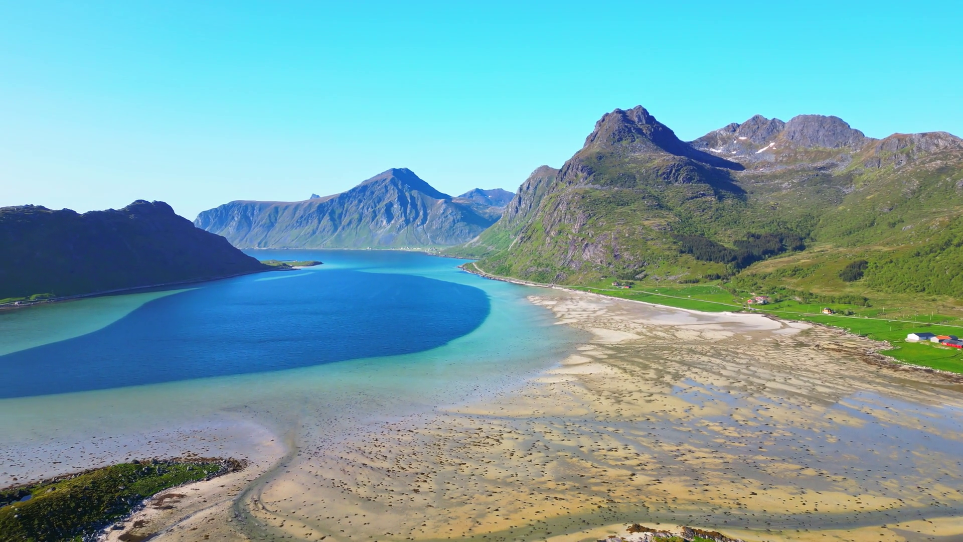 Aerial View Of Beautiful Fjord With Low Tide Stock Footage SBV ...