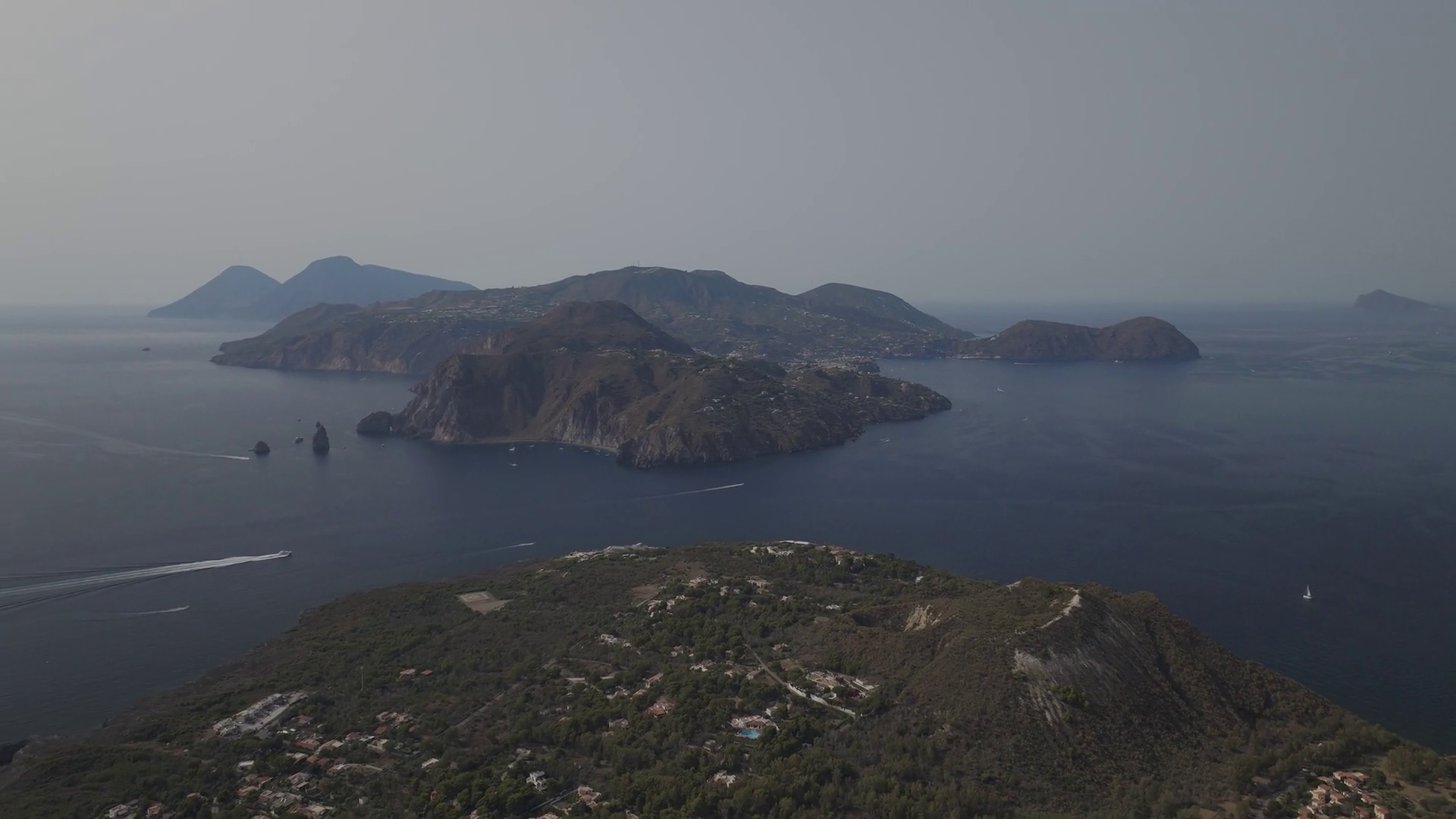 Aerial View Of Vulcano Island With Lipari In Stock Footage SBV ...