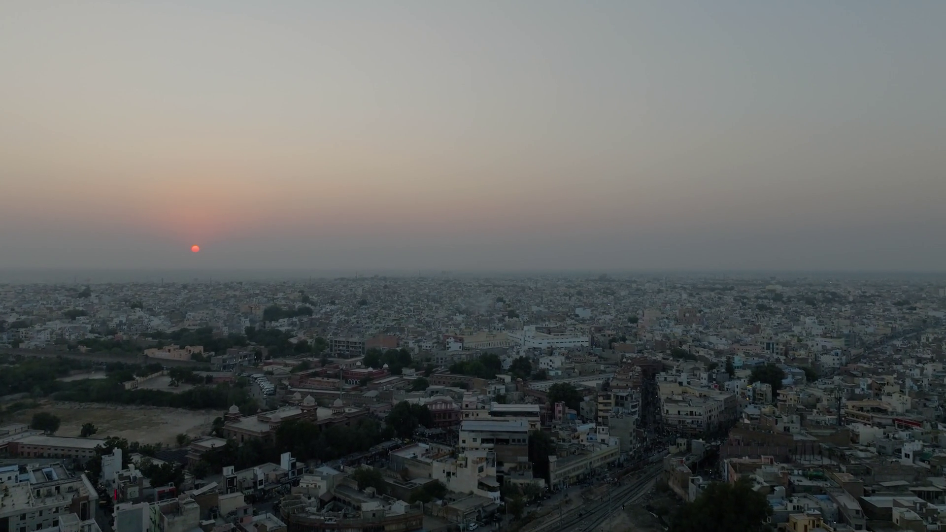 Aerial View Of Beautiful Cityscape At Sunset Stock Footage SBV ...