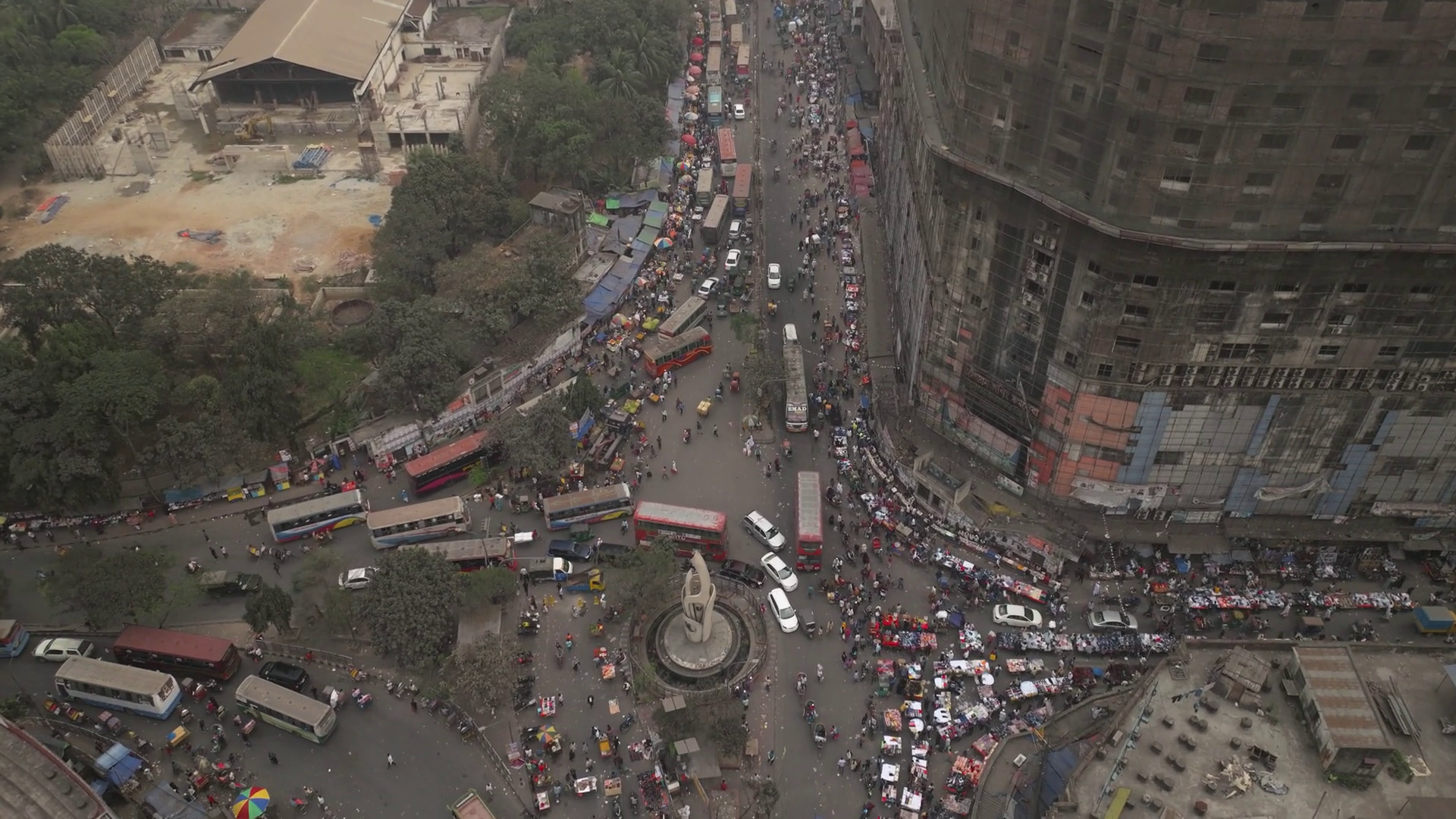Aerial View Of Bustling Downtown Roundabout Stock Footage SBV-351899940 ...