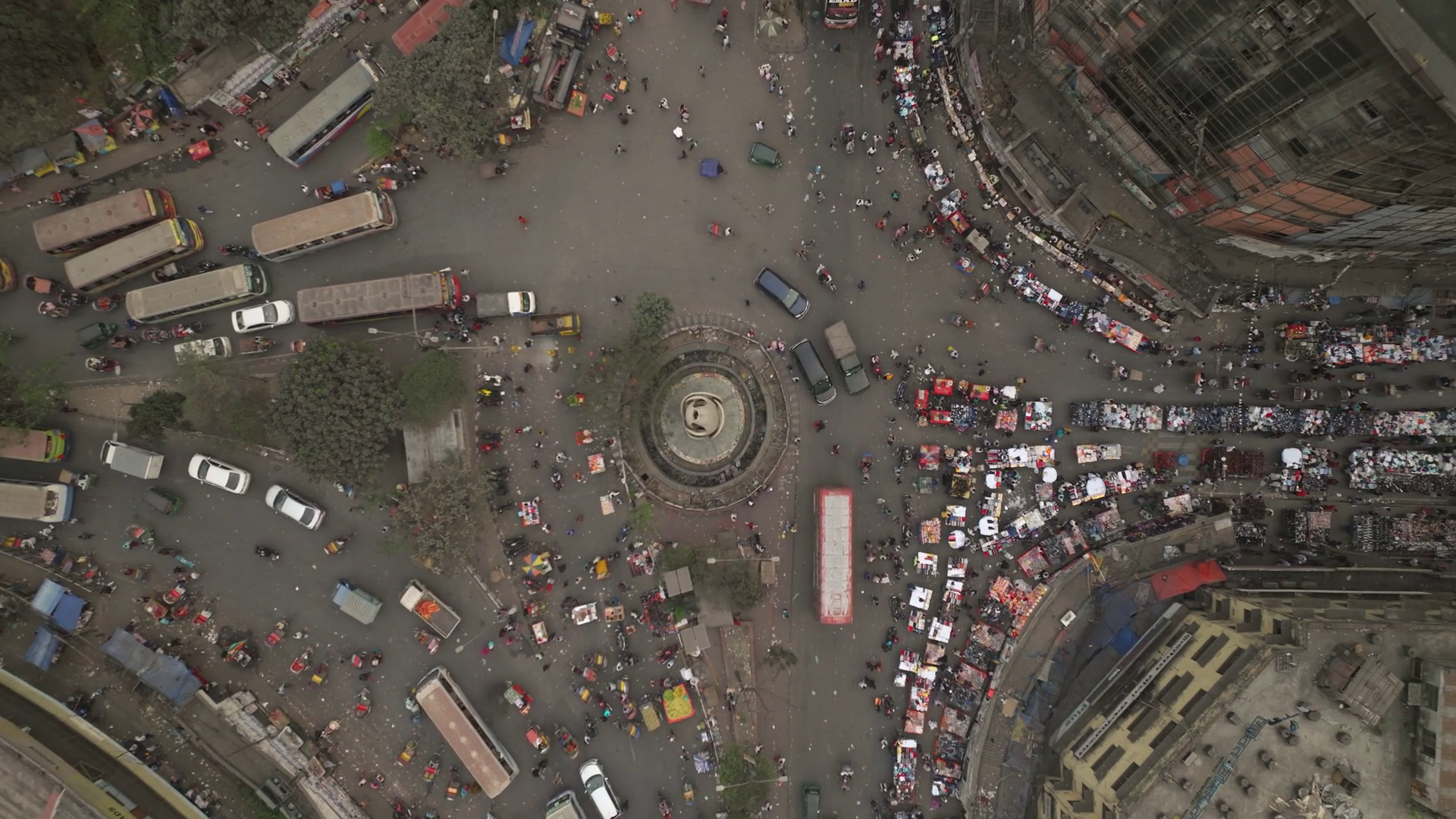 Aerial View Of Bustling Downtown Roundabout Stock Footage SBV-351899943 ...