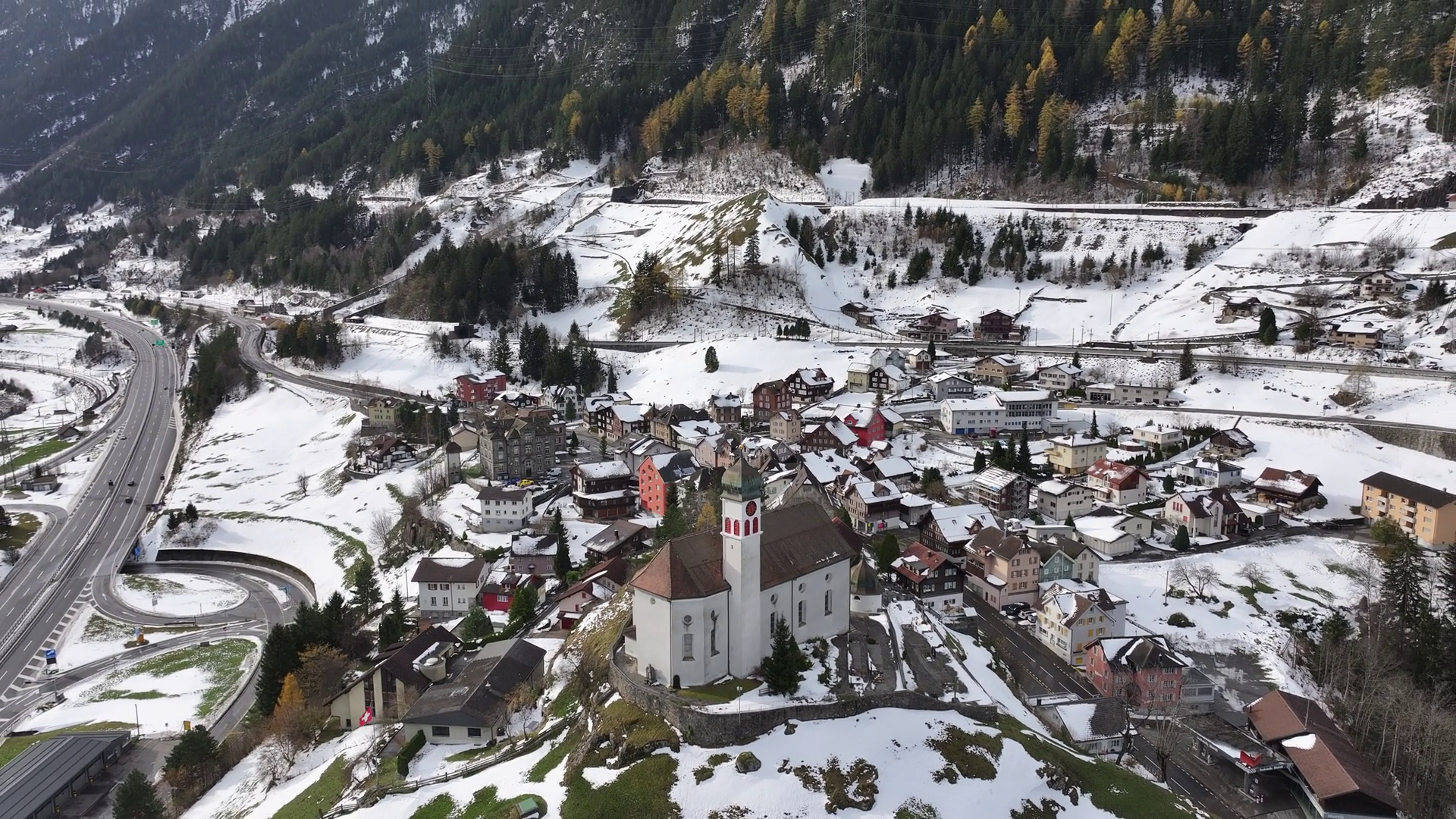 Aerial View Of Wassen Church Surrounded Stock Footage SBV-351766516 ...