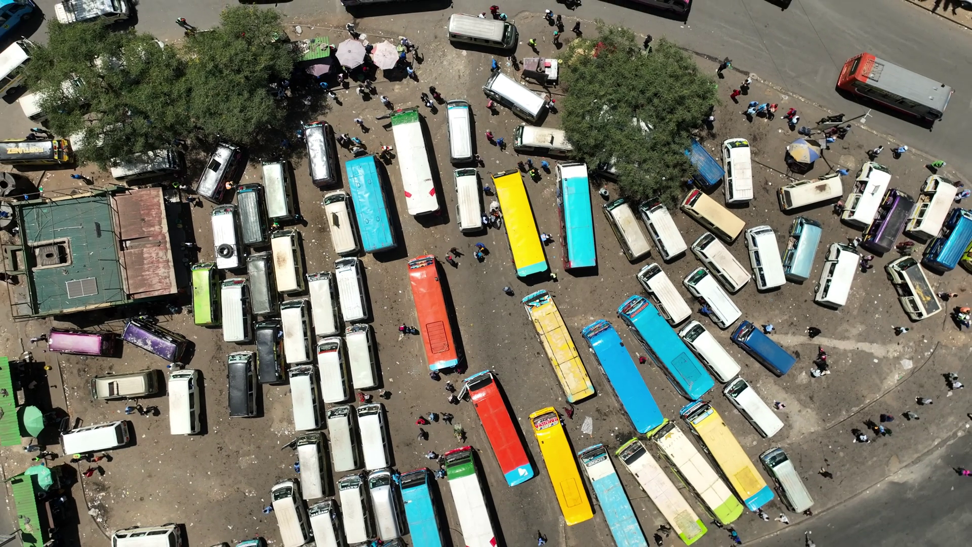 Aerial View Of Bustling Matatu Terminus With Stock Footage SBV ...