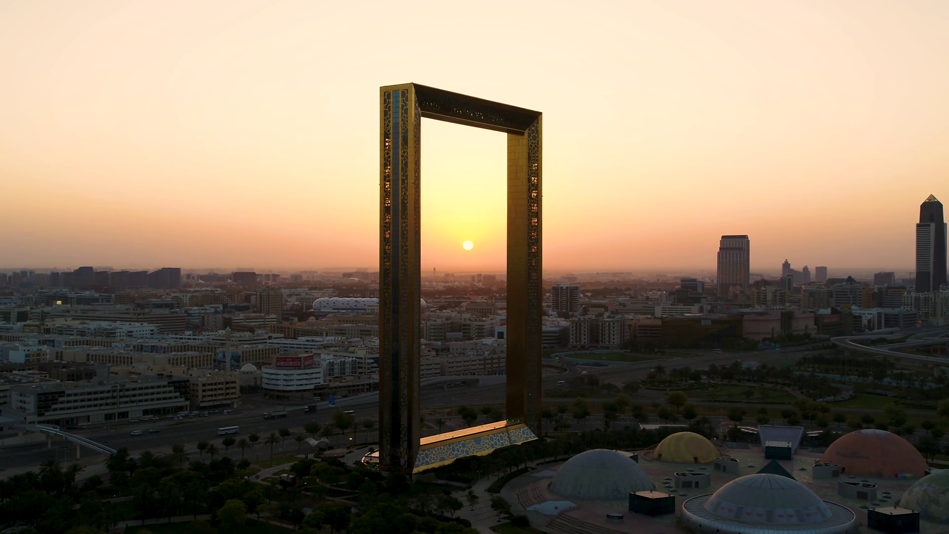 Aerial View Of Dubai Frame Landmark During Stock Footage SBV-338855474 ...