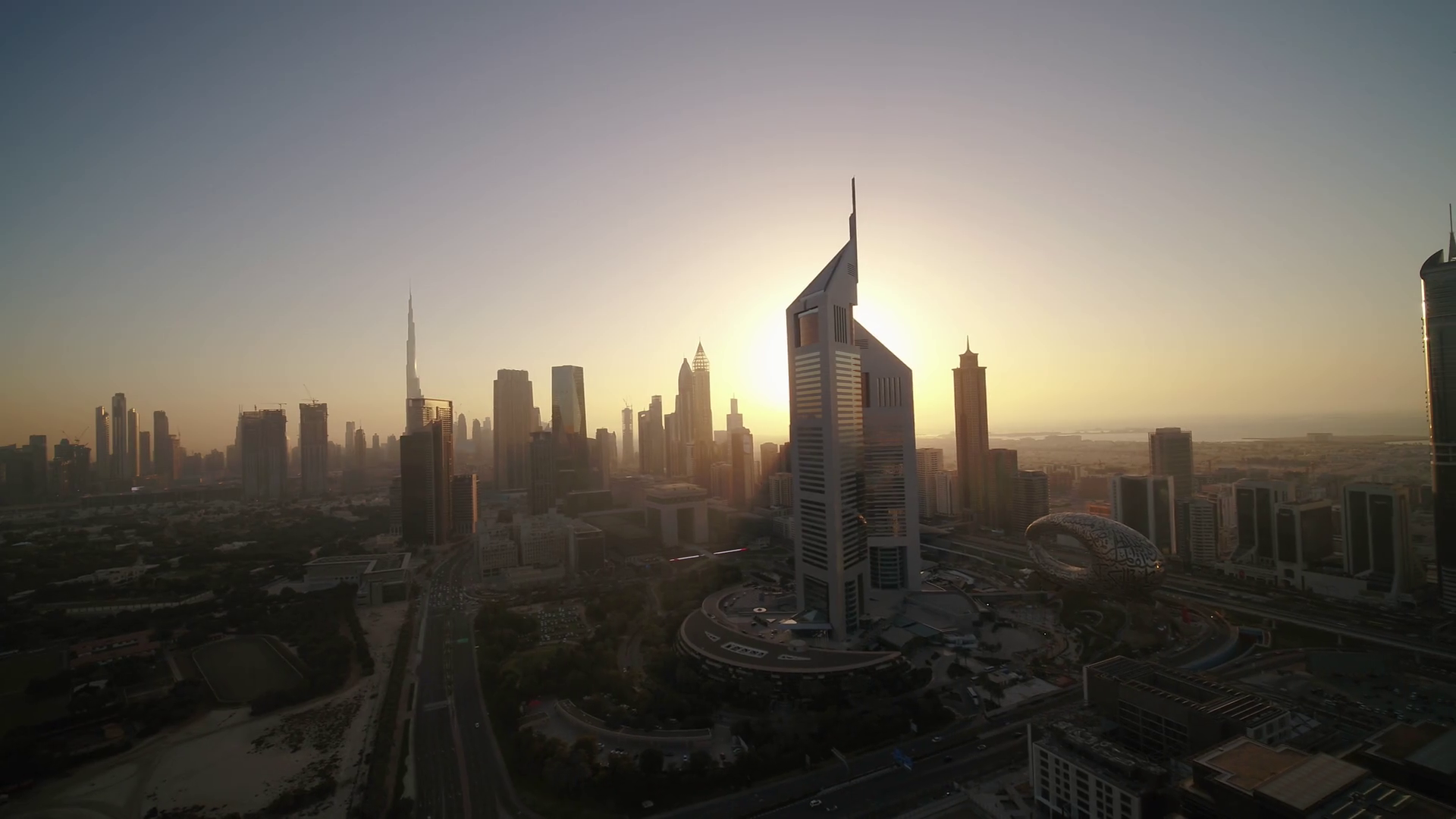 Aerial View Of Dubai Skyline City Center Stock Footage SBV-346463492 ...