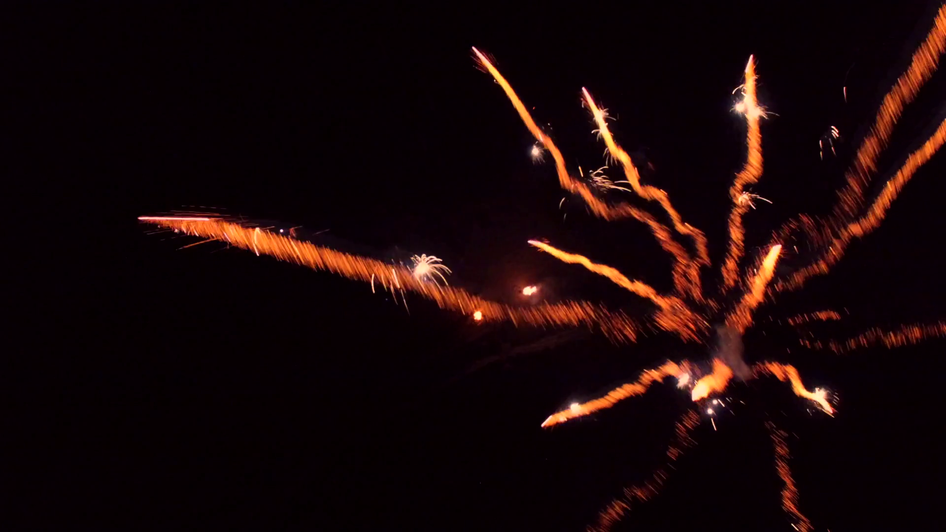 Aerial View Of Fireworks In Night Sky On Stock Footage SBV-338776783 ...