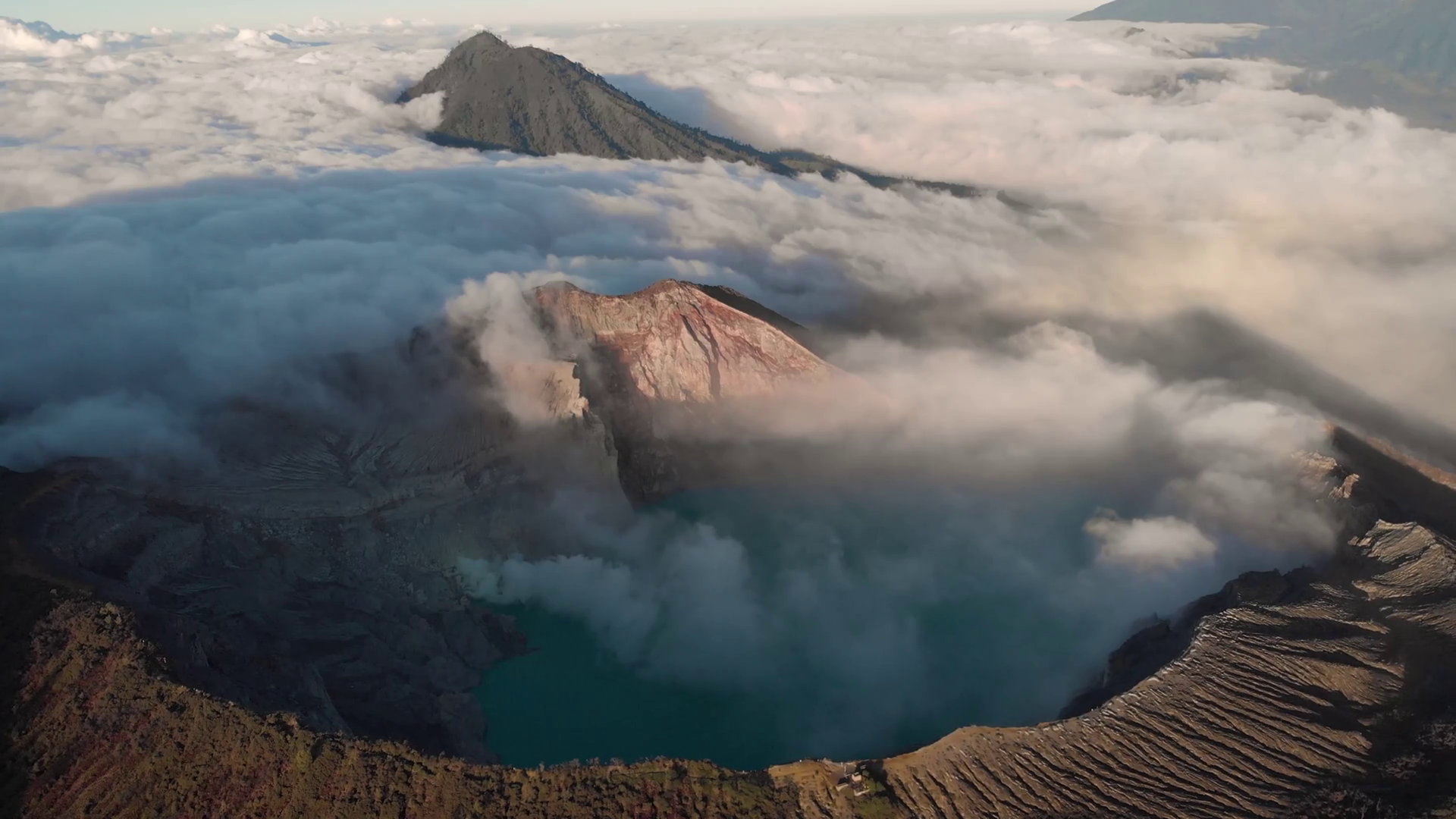 Aerial View Of Kawah Ijen Volcano In East Stock Footage SBV-338964928 ...