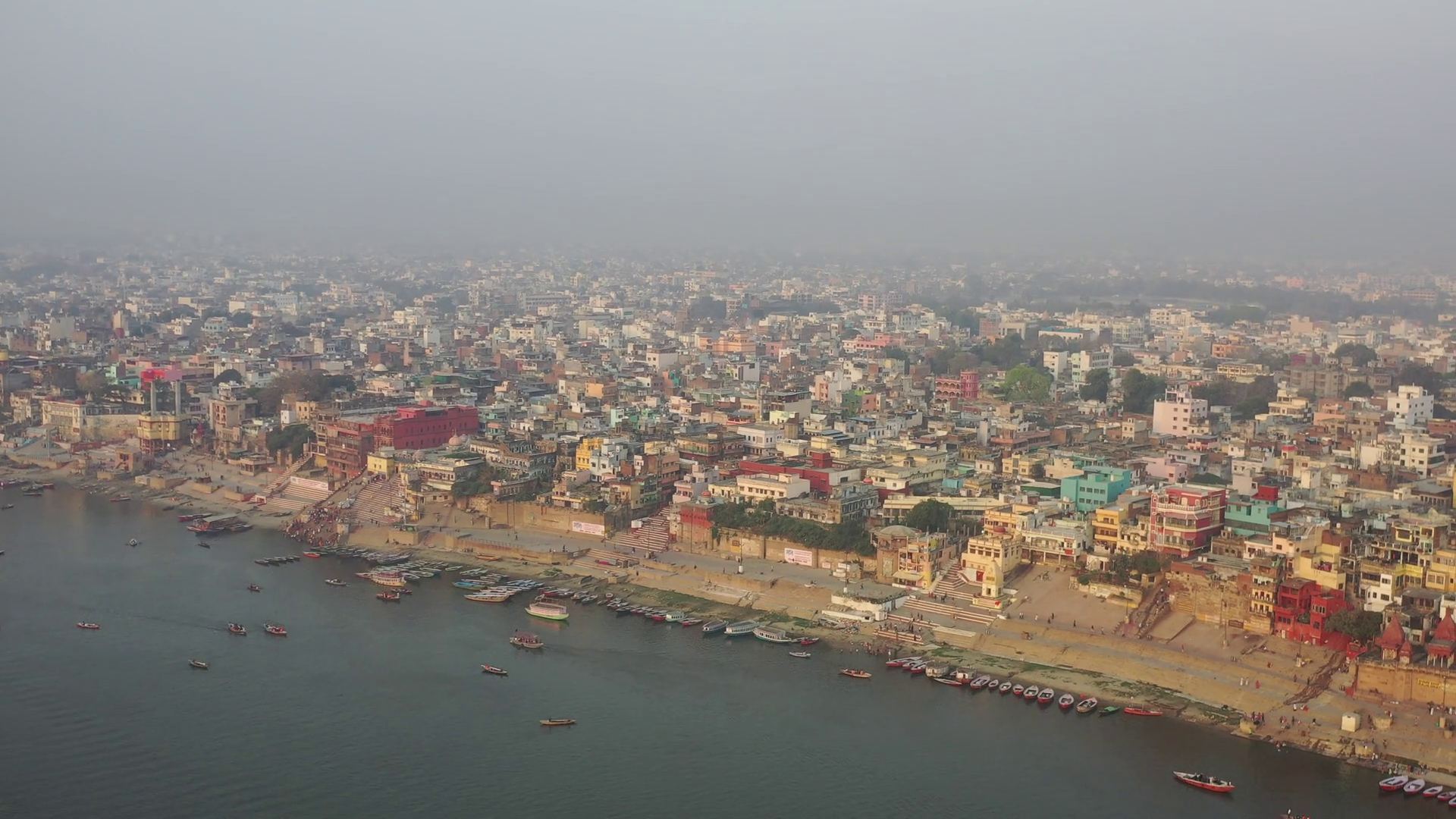 Aerial View Of Varanasi Spiritual Capital Of Stock Footage SBV ...