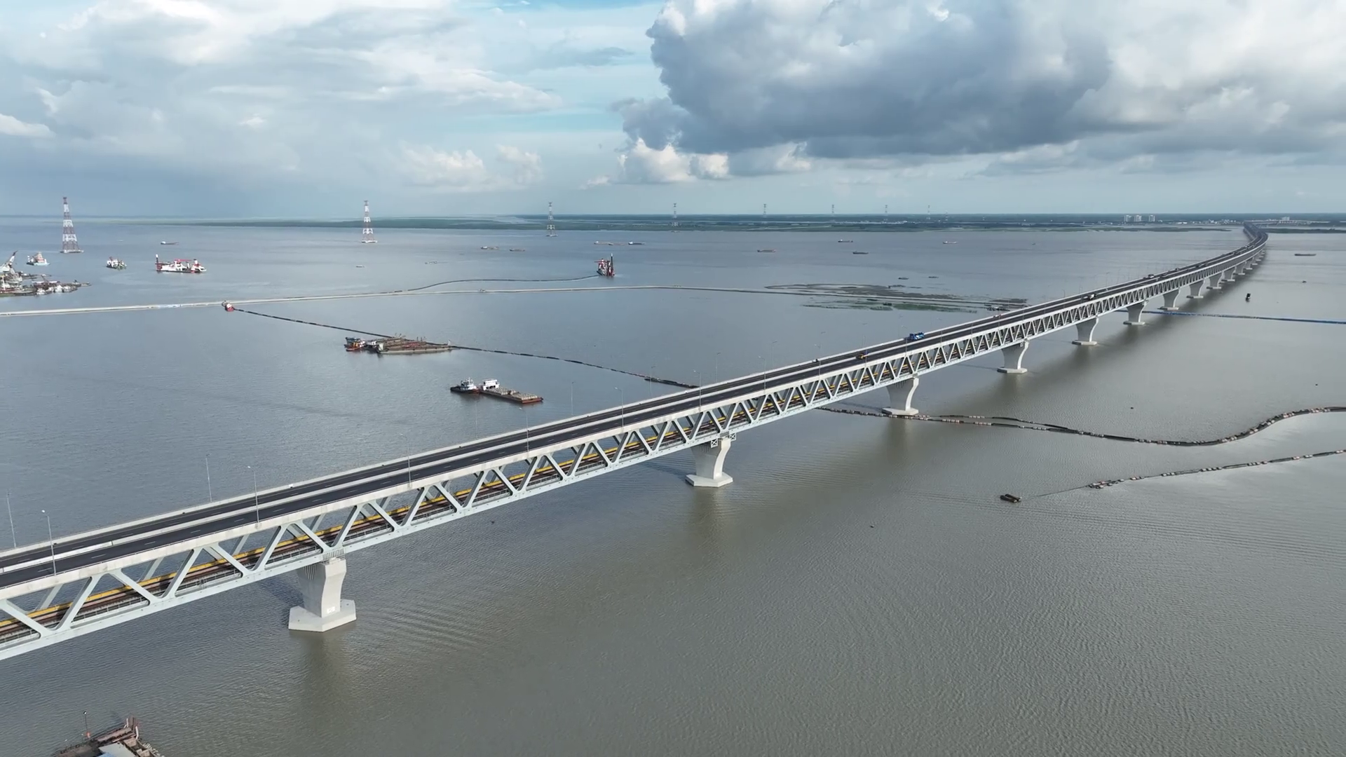Aerial View Of Padma Multipurpose Bridge Stock Footage SBV-348463645 ...