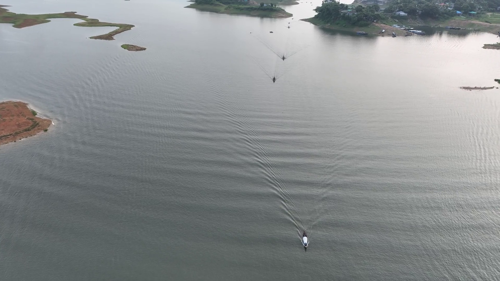 Aerial View Of Boats Heading Floating Market Stock Footage SBV ...