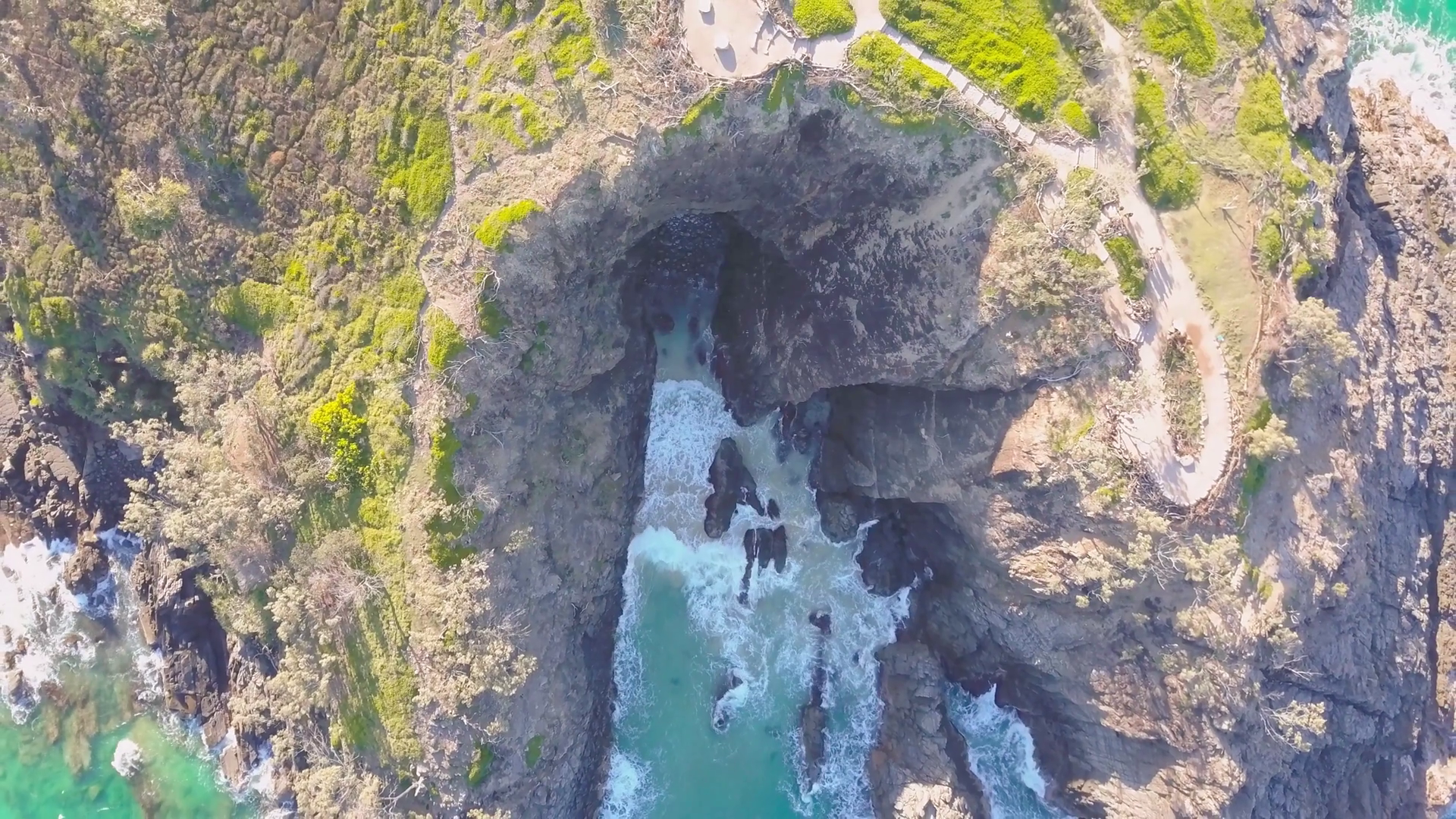 Aerial View Of Devil's Kitchen Cliff Along Stock Footage SBV-347682333 ...