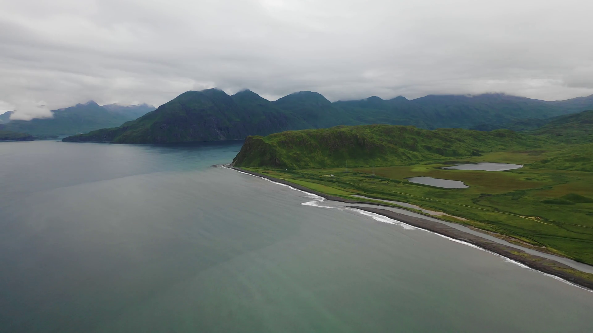 Aerial View Of Summer Bay Unalaska Island Stock Footage SBV-347064633 ...