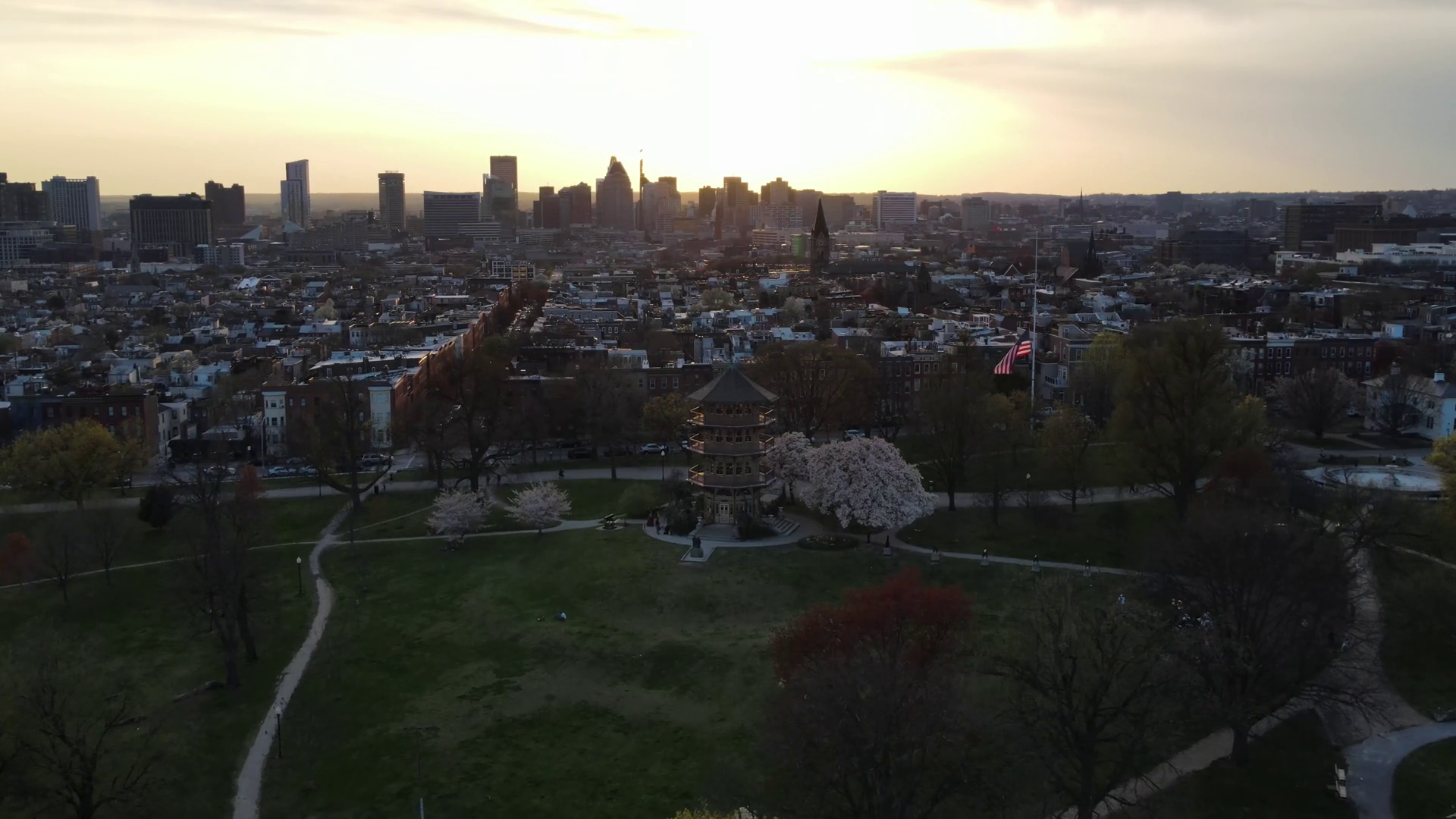 Aerial View Of Patterson Park Pagoda Stock Footage SBV-348465047 ...