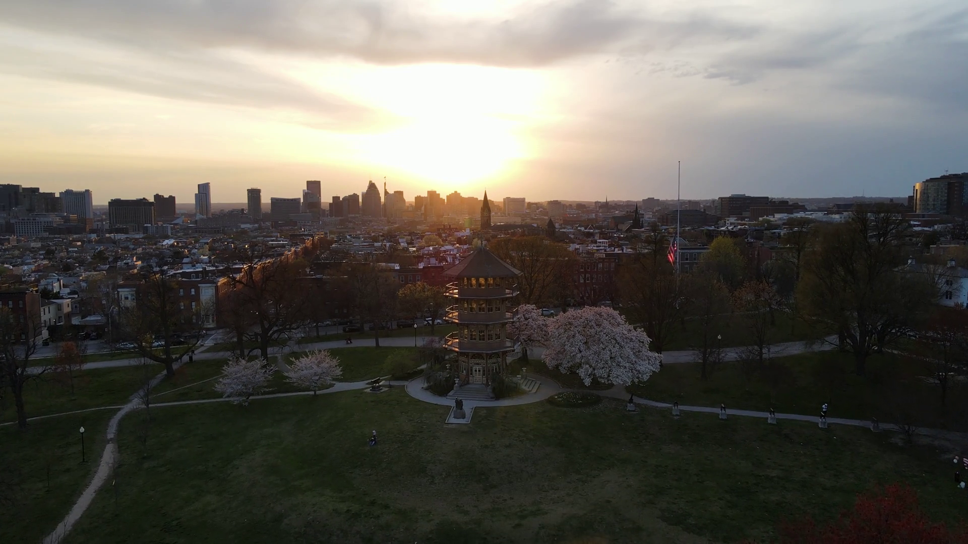 Aerial View Of Patterson Park Pagoda Stock Footage SBV-348465049 ...