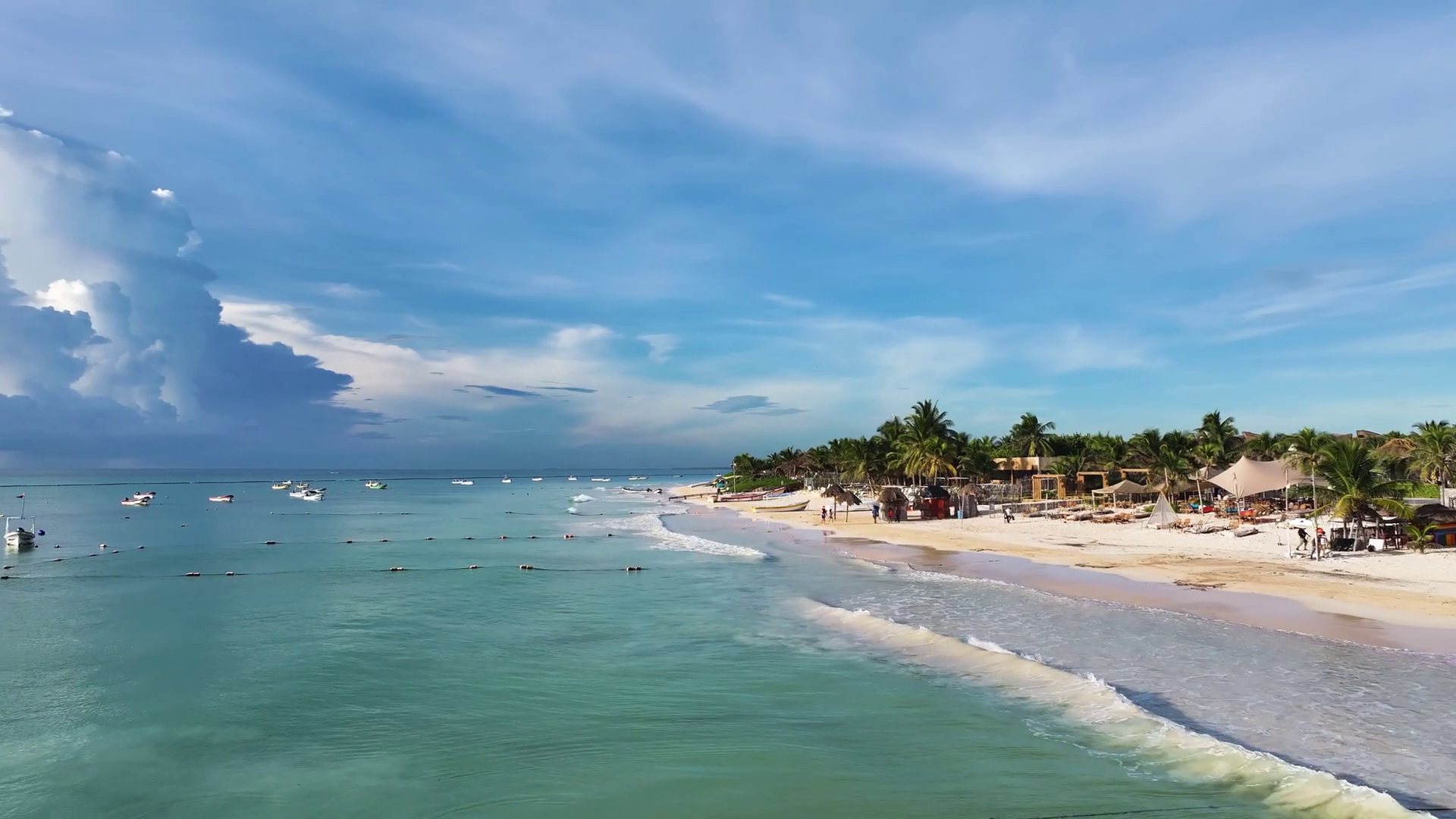 Aerial View Of Sailing Boats Along Shoreline Stock Footage SBV-348638906 - Storyblocks