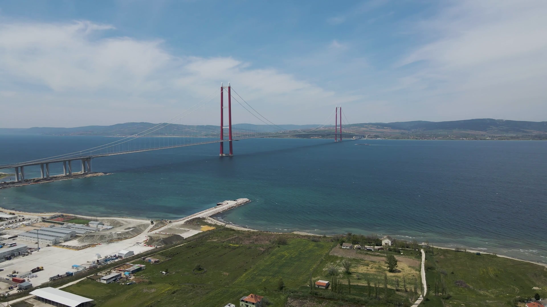 Aerial View Of Canakkale Bridge Crossing Stock Footage SBV-347684725 ...