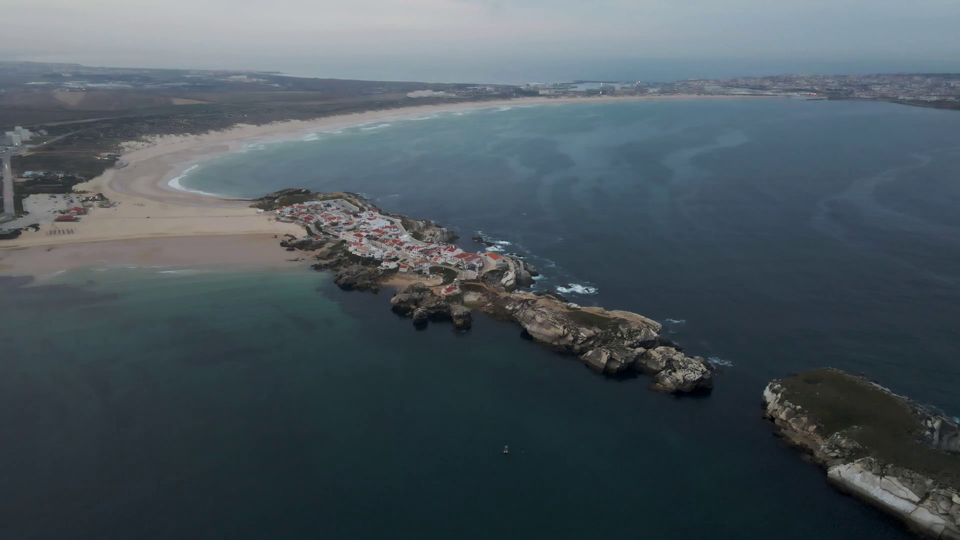 Aerial View Of Ilha Do Baleal At Sunset Stock Footage SBV-347785302 ...