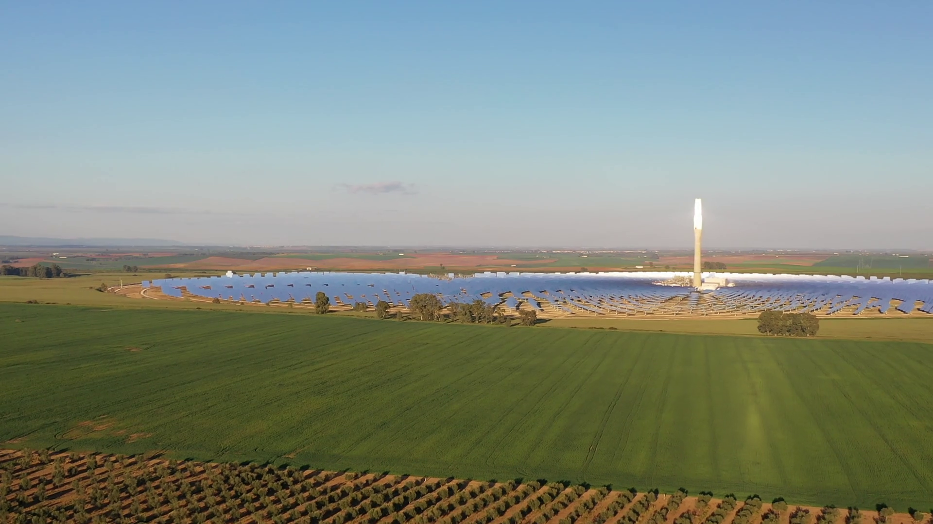 Aerial View Of Big Circular Solar Plant In Stock Footage SBV-348479369 ...