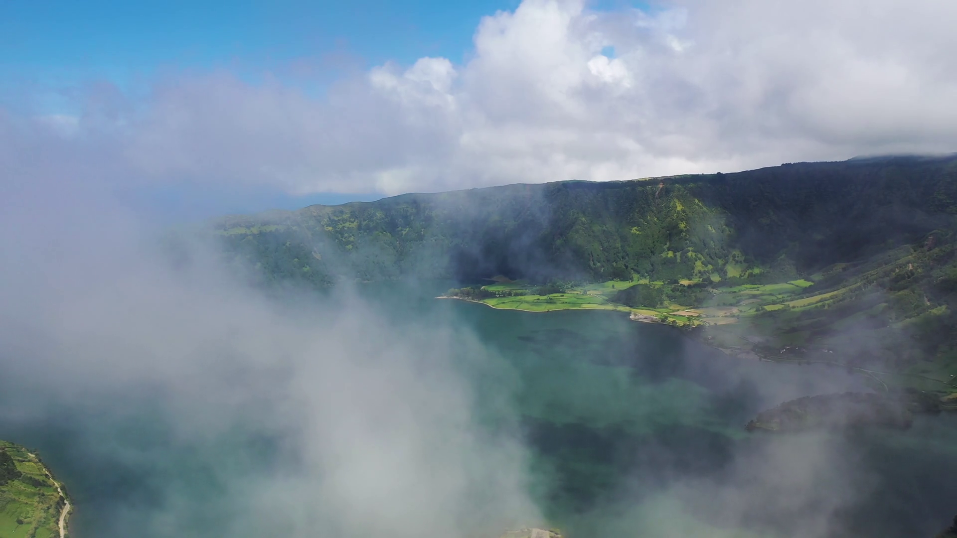Aerial View Of Lagoa Azul Lake On San Miguel Stock Footage SBV ...
