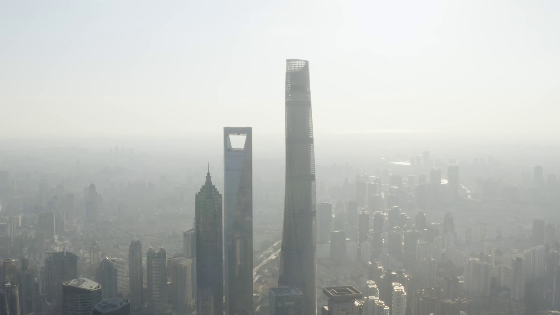 Shanghai, China - 22 February 2022: Aerial view of Shanghai skyline at ...