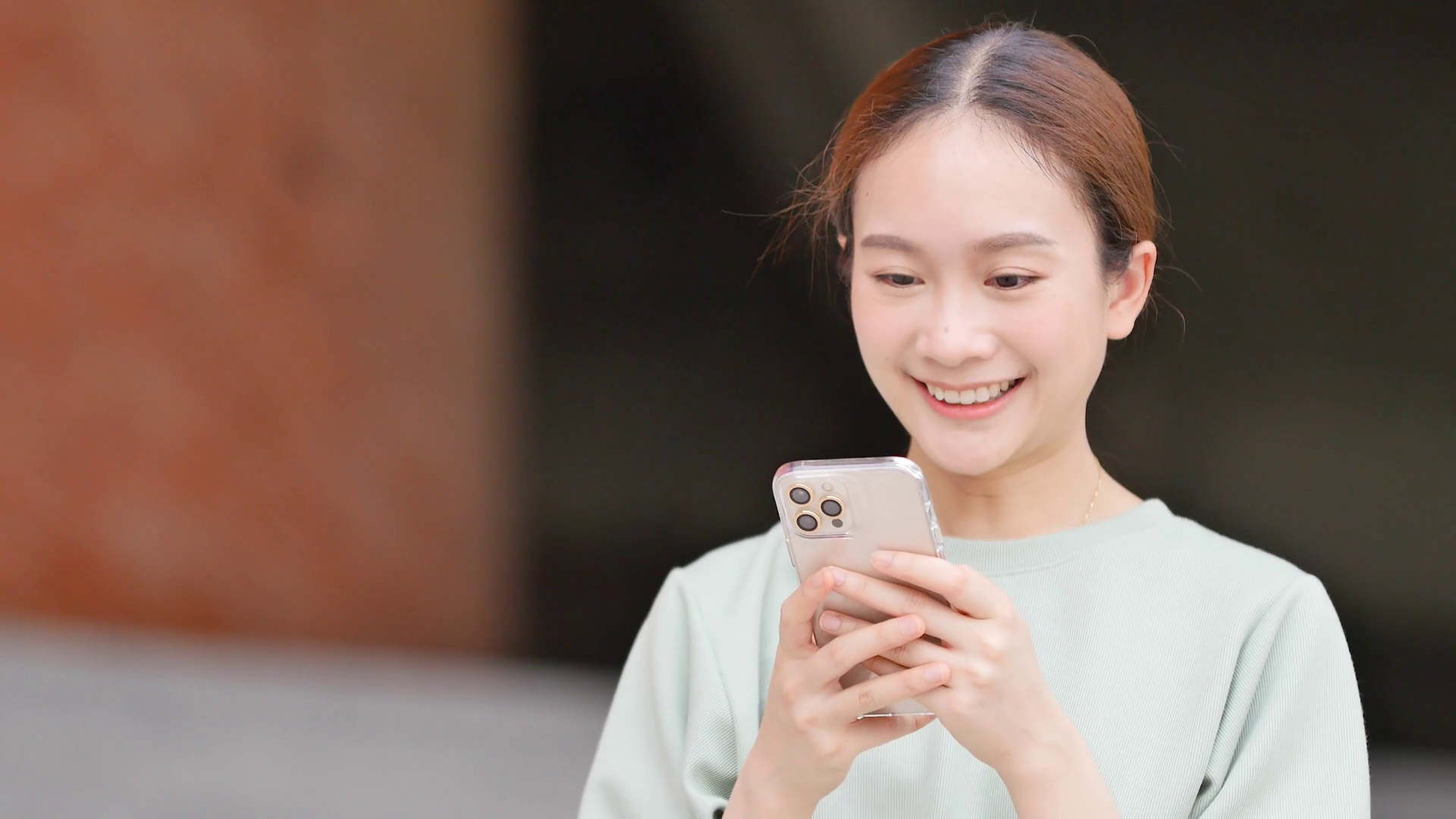 Woman Texting On Phone Outdoors Stock Footage SBV-347807832 - Storyblocks
