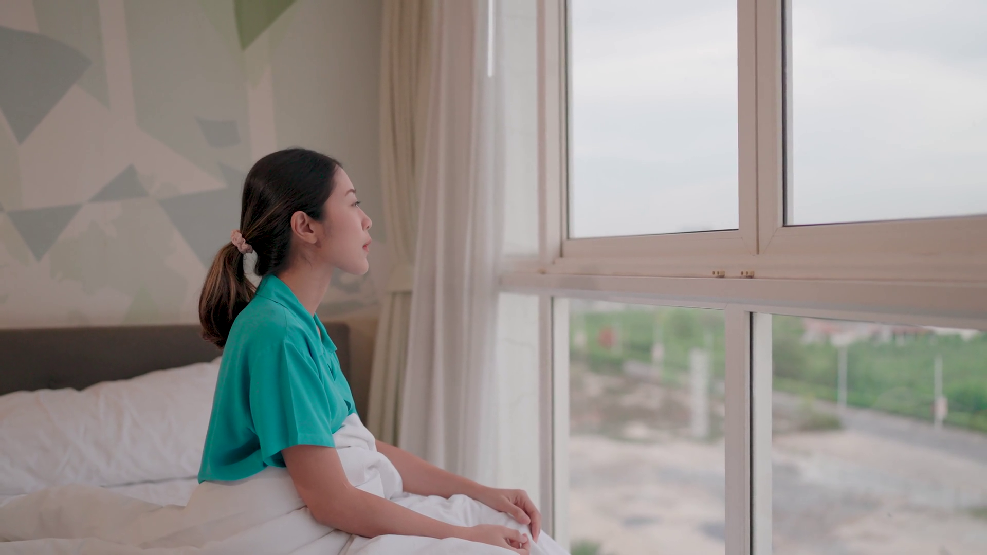Morning Contemplation: Woman Bathed In Soft Stock Footage SBV-352173060 ...