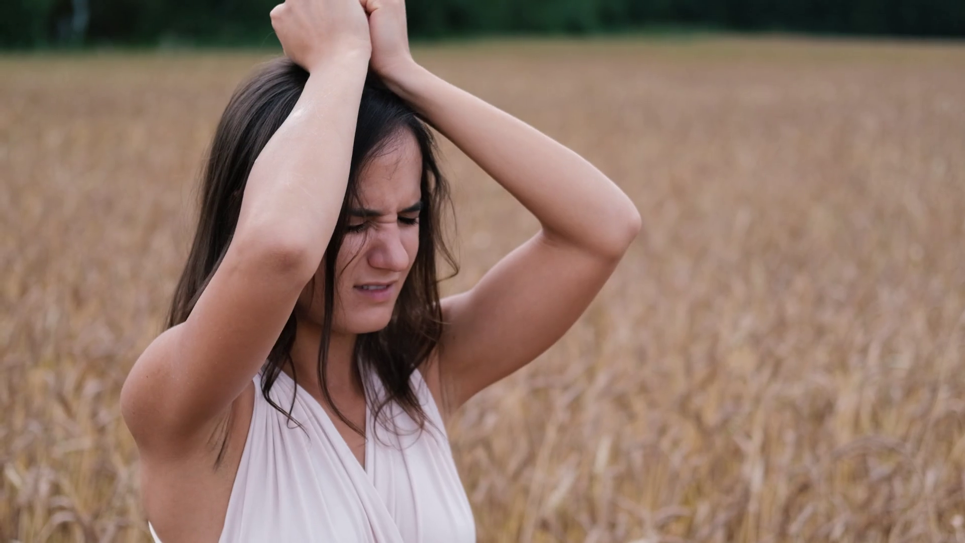 Intense Expression Of Emotion In Field Stock Footage SBV-338650810 ...