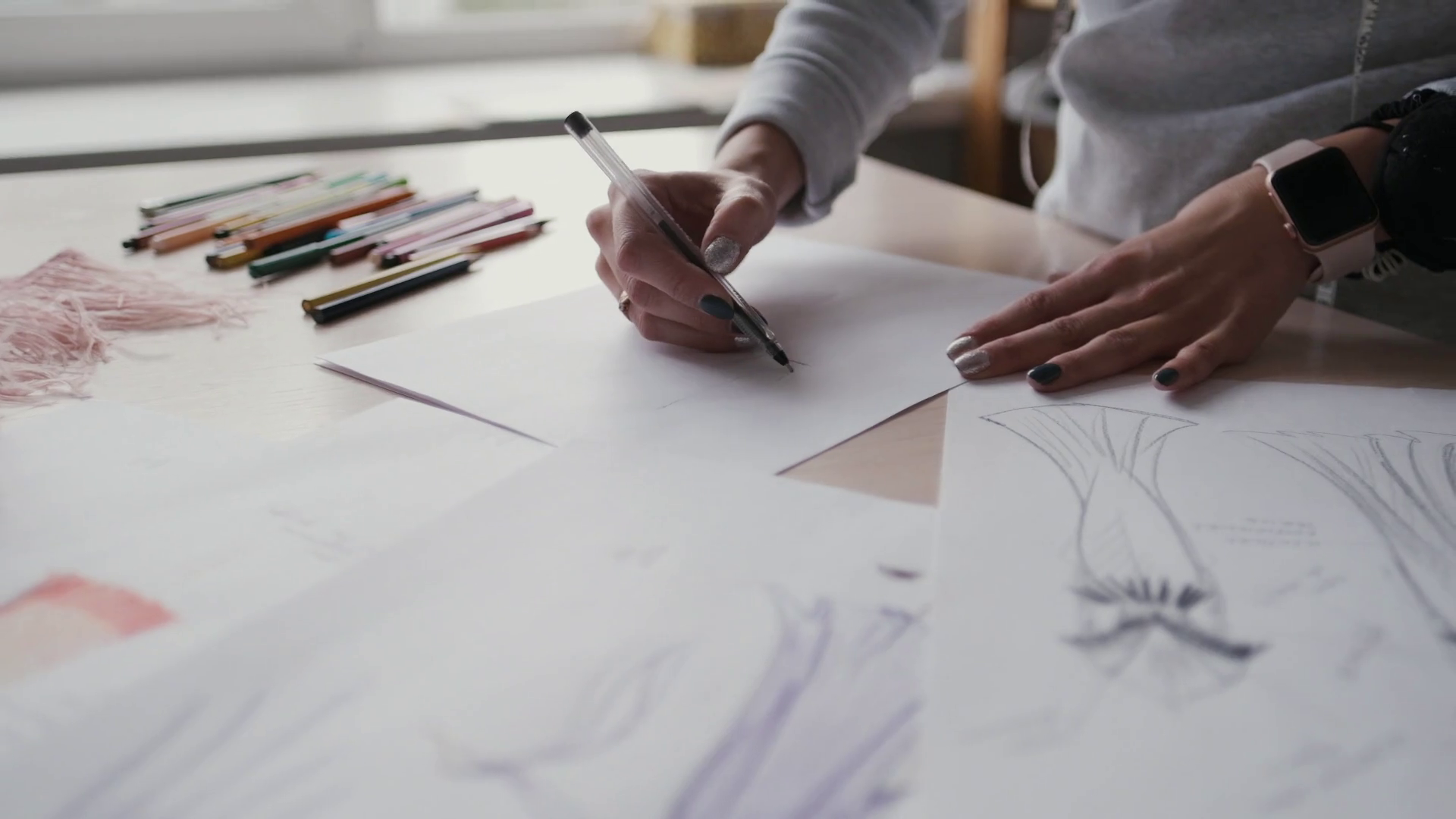 Designer Of Clothes Makes Outline Of Clothes Stock Footage SBV ...