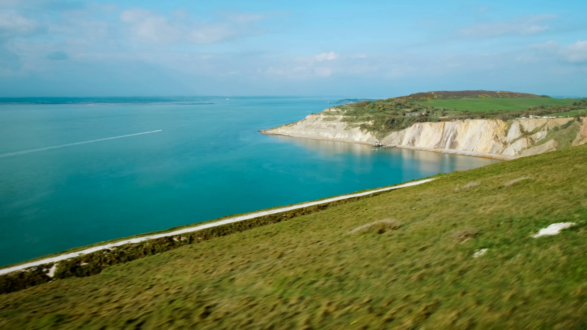 Revealing Beautiful Alum Bay In Isle Of Stock Footage SBV-352628509 ...