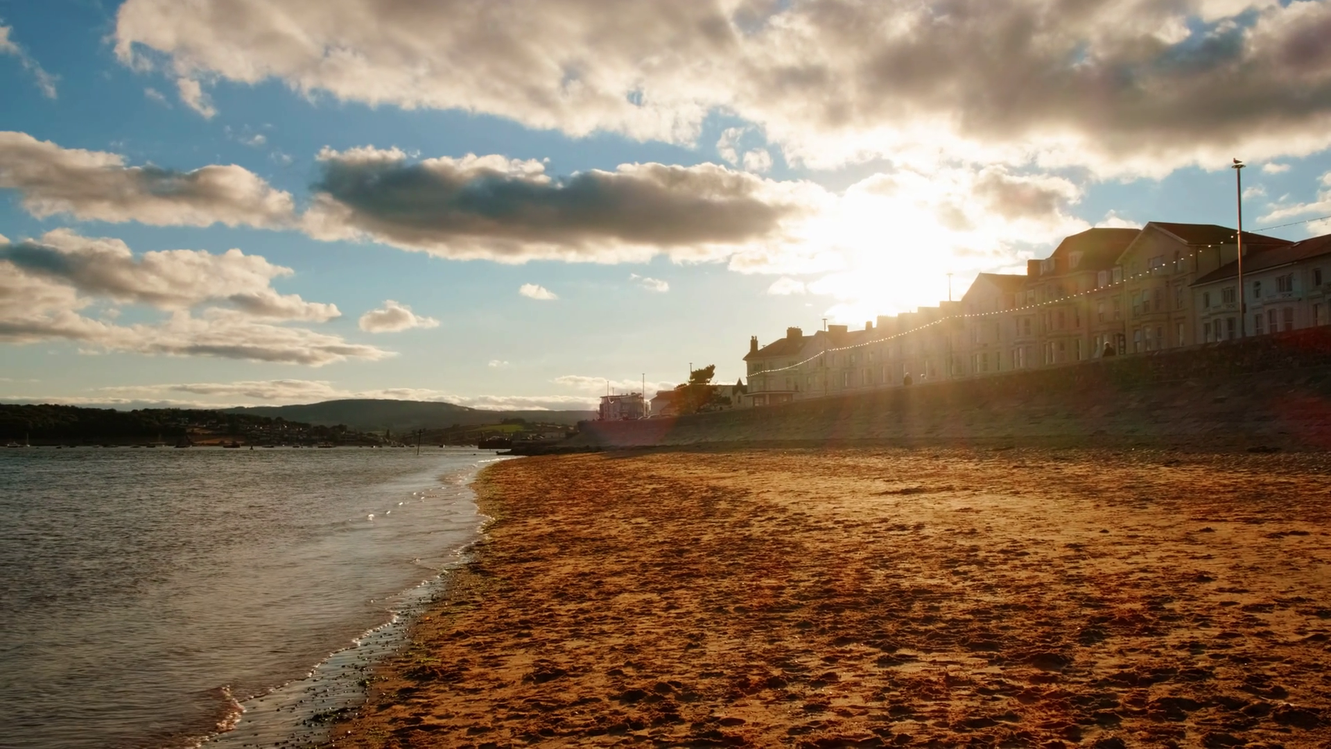 Establishing Sunset View Of Exmouth Beach In Stock Footage SBV ...