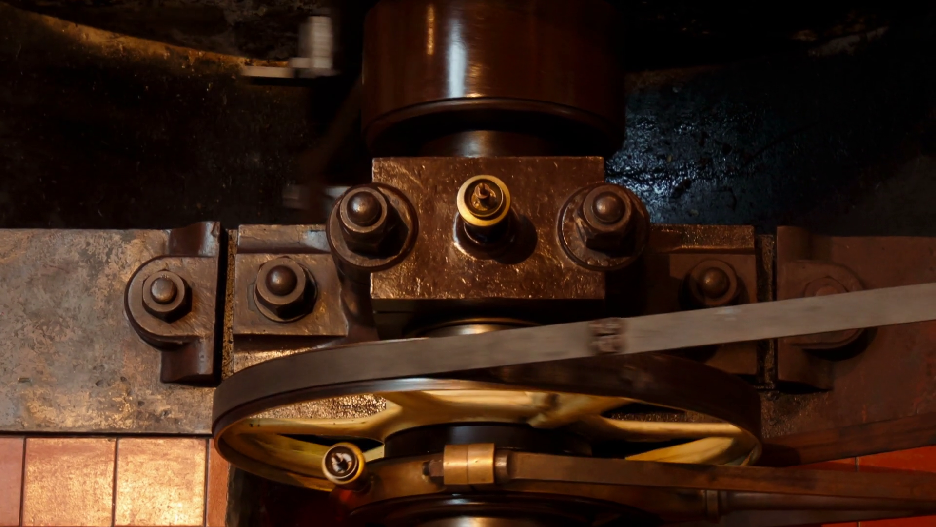 Top Down View Of Flywheel Of Single Cylinder Stock Footage SBV ...