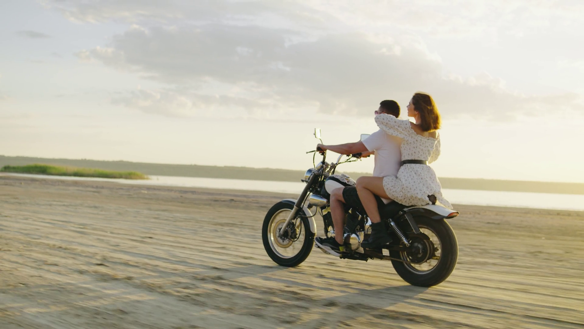 A Couple On Motorcycle Enjoys Romantic Stock Footage SBV-349141770 ...