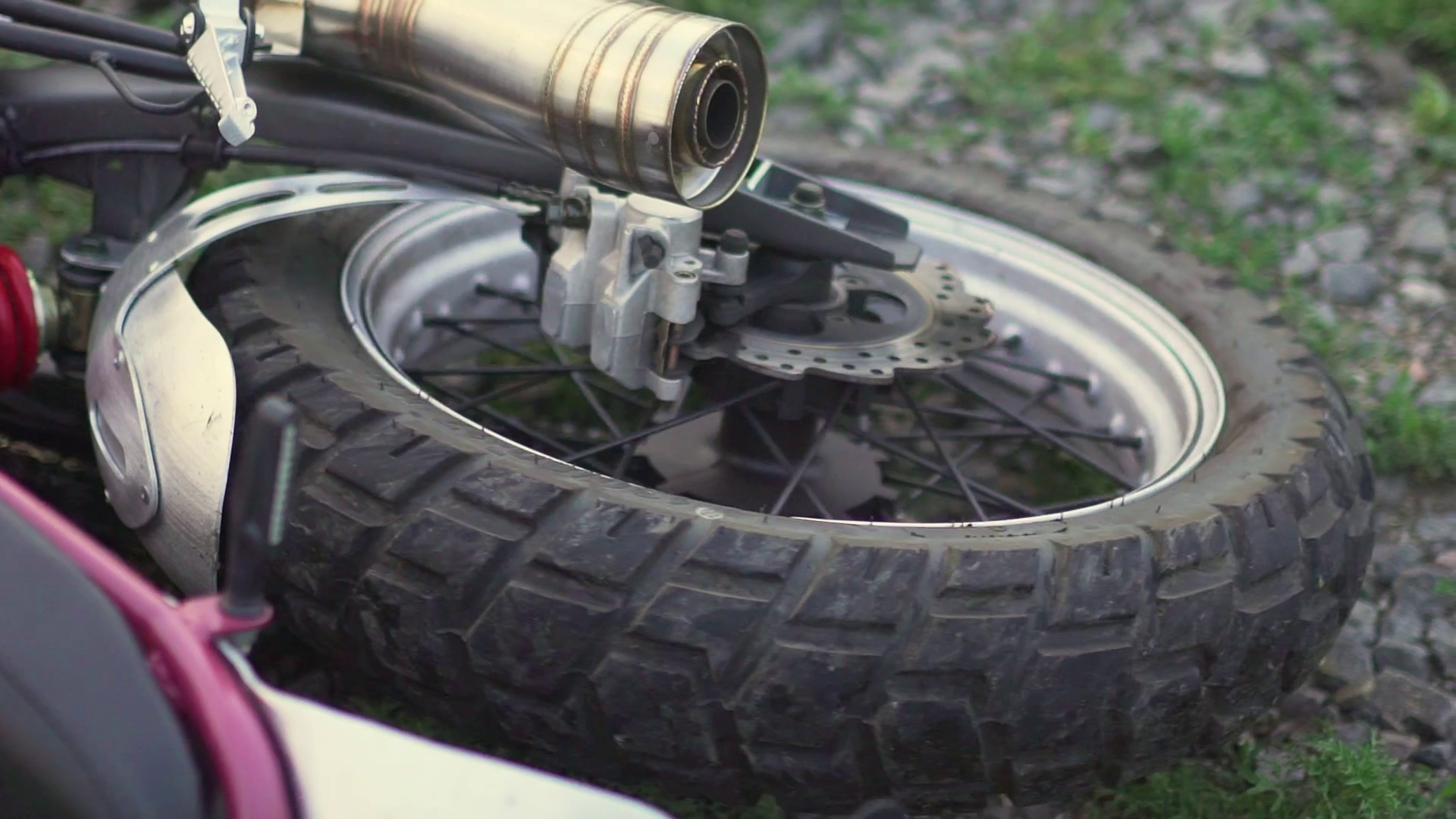 Close-up Shot Of Motorcycle Wheel On Ground Stock Footage SBV-326610895 ...